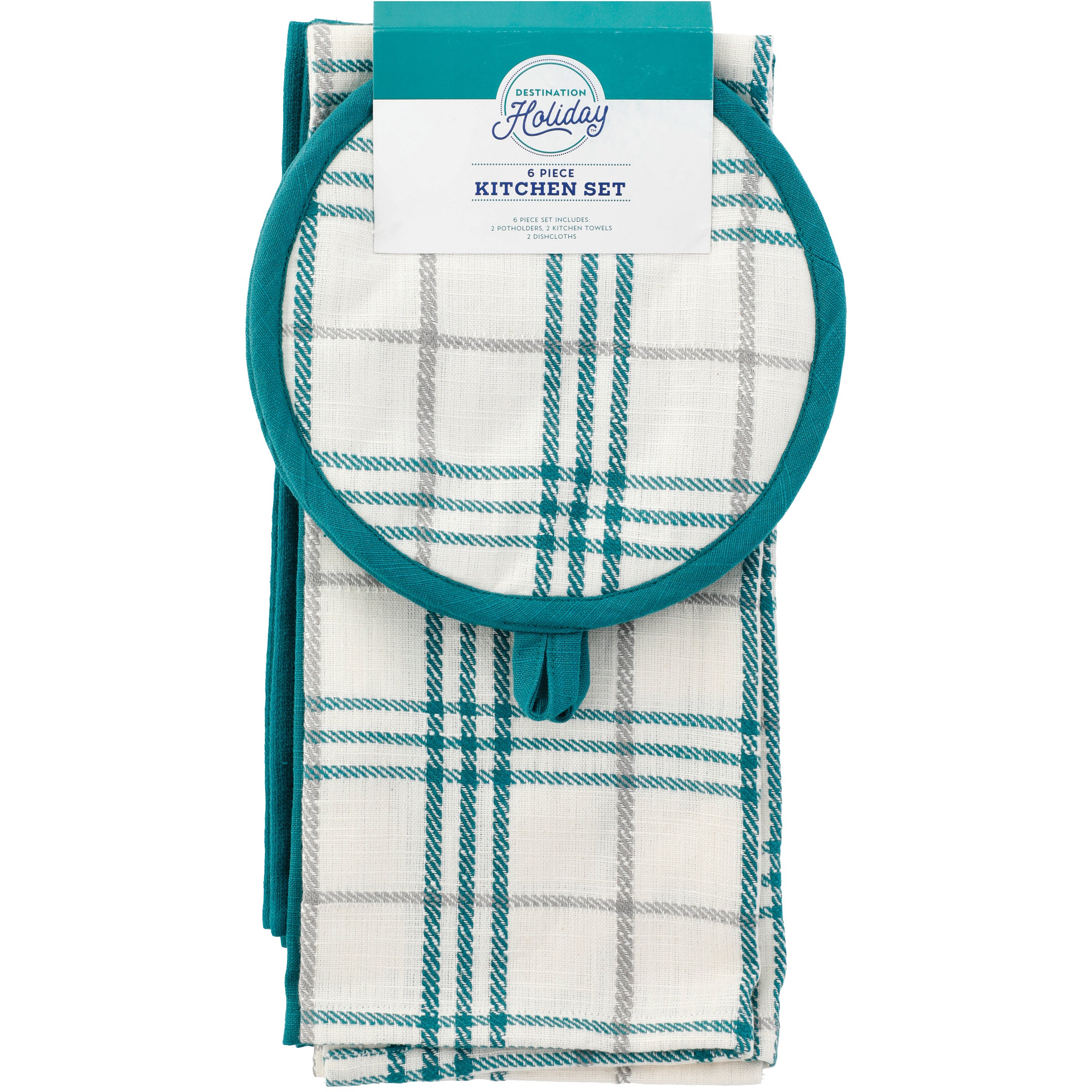 Destination Holiday Checkered Kitchen Set - Teal/Gray - Shop Kitchen ...