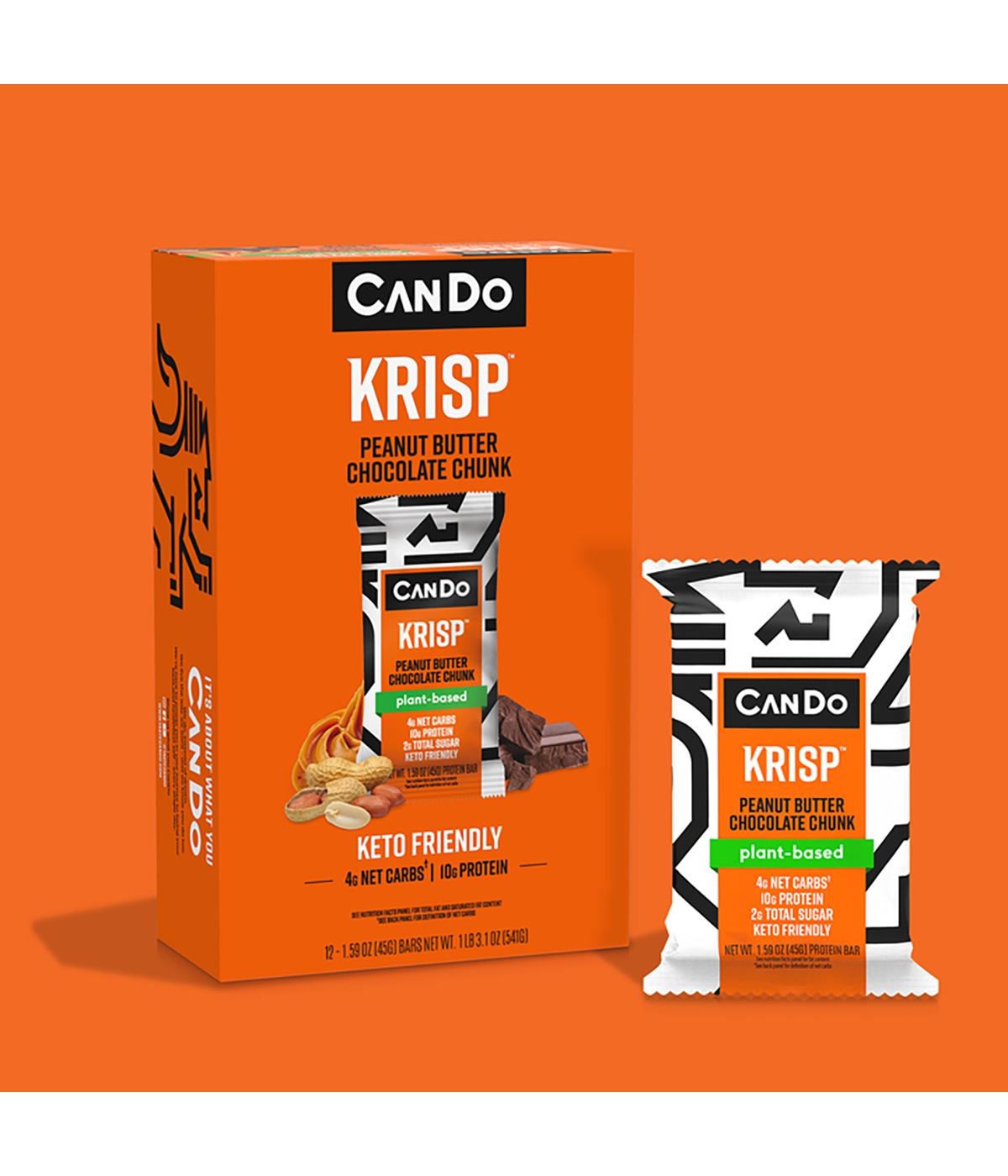 CanDo Krisp Plant-Based 10g Protein Bar - Peanut Butter Chocolate Chunk ...