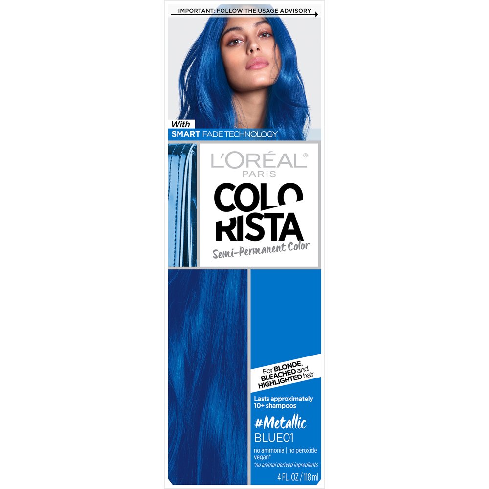 L'Oréal Paris Colorista Semi-Permanent Hair Color Metallic Blue - Shop ...