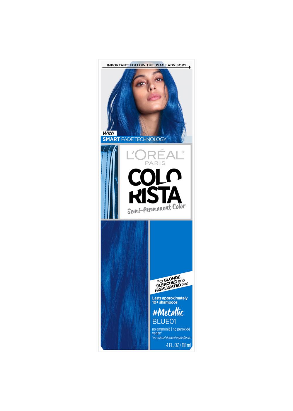 L'Oréal Paris Colorista Semi-Permanent Hair Color Metallic Blue - Shop ...
