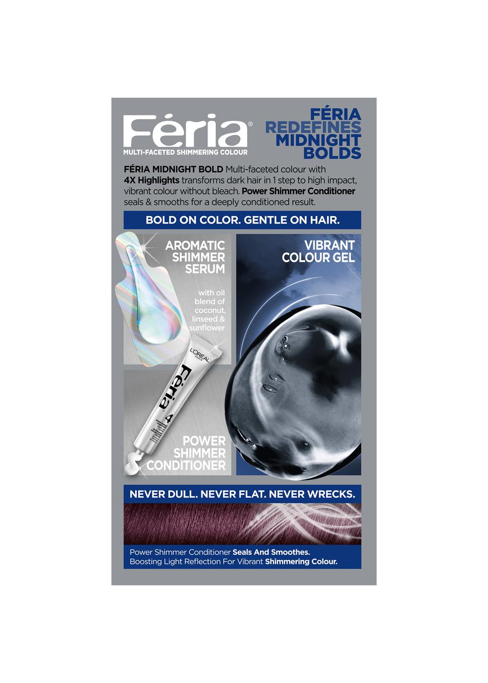 L'Oréal Paris Feria Midnight Bold Multi- Faceted Permanent Hair Color ...