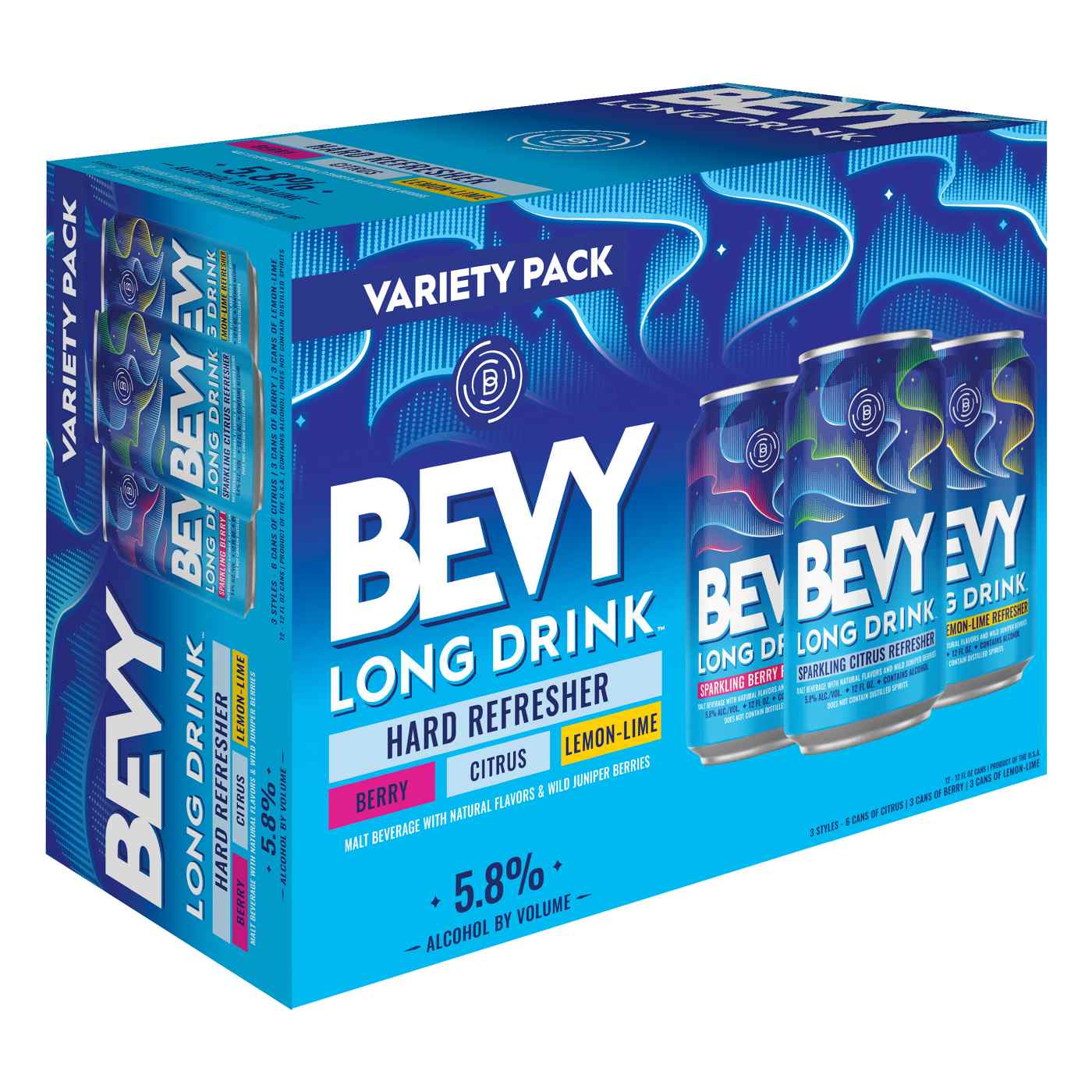 Bevy Long Drink Hard Refresher Malt Beverage Variety Pack 12 oz Cans ...