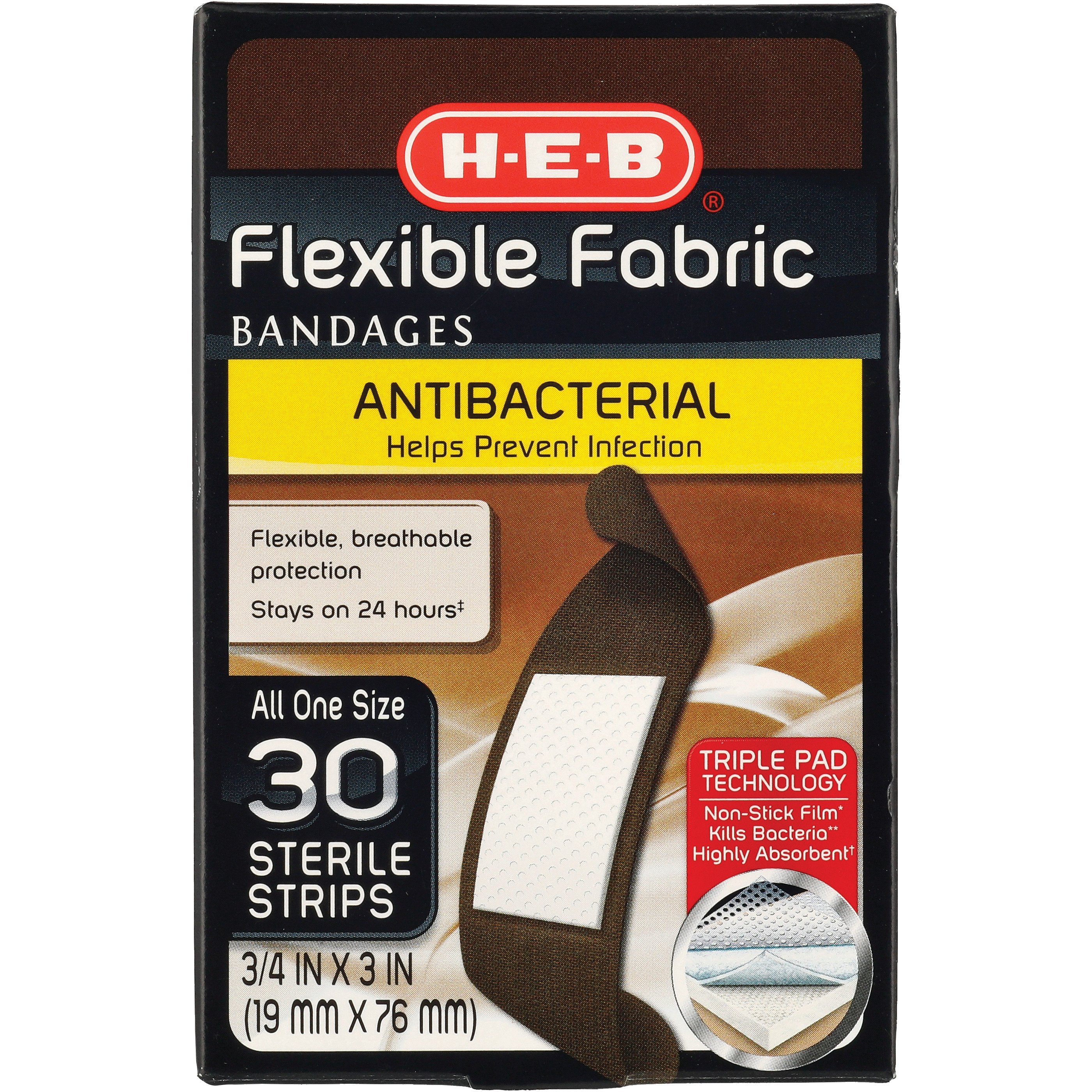 H-E-B Flexible Fabric Antibacterial Dark Tone Bandages - Shop Bandages ...