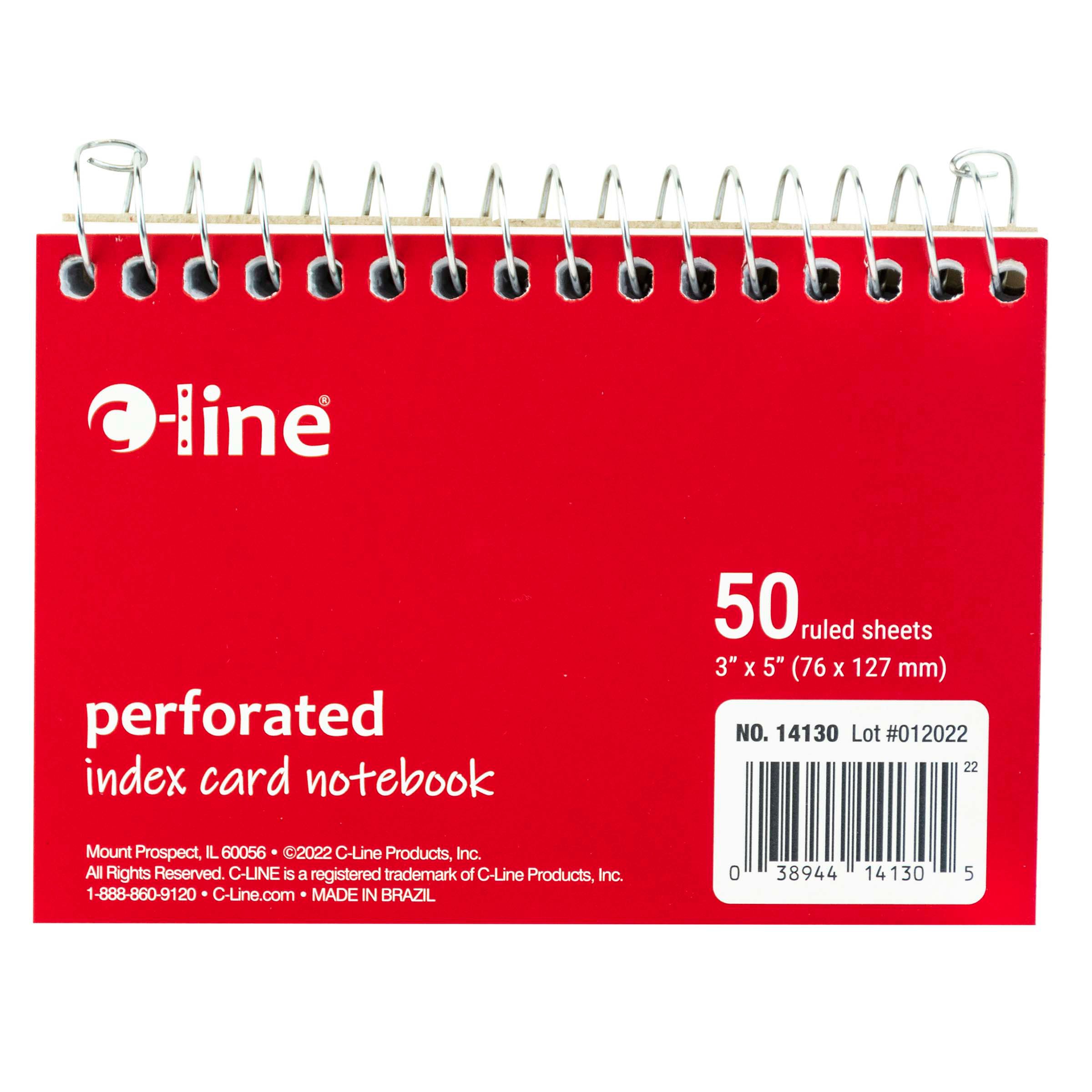 C-Line Perforated Index Card Spiral Notebook - Red - Shop Notebooks at ...