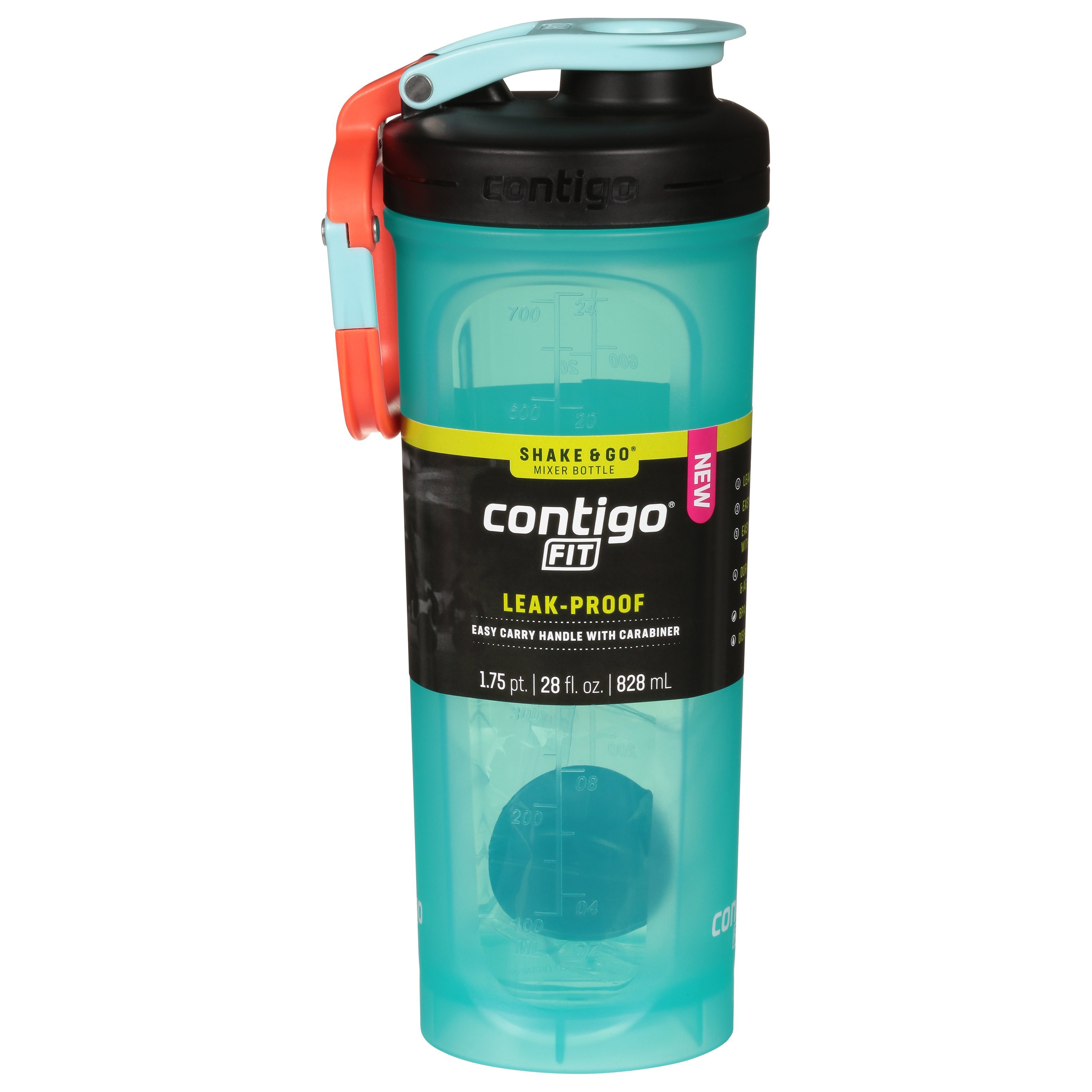 Contigo Shake & Go Fit Snap-Lid Teal Mixer Bottle with Carabiner - Shop ...