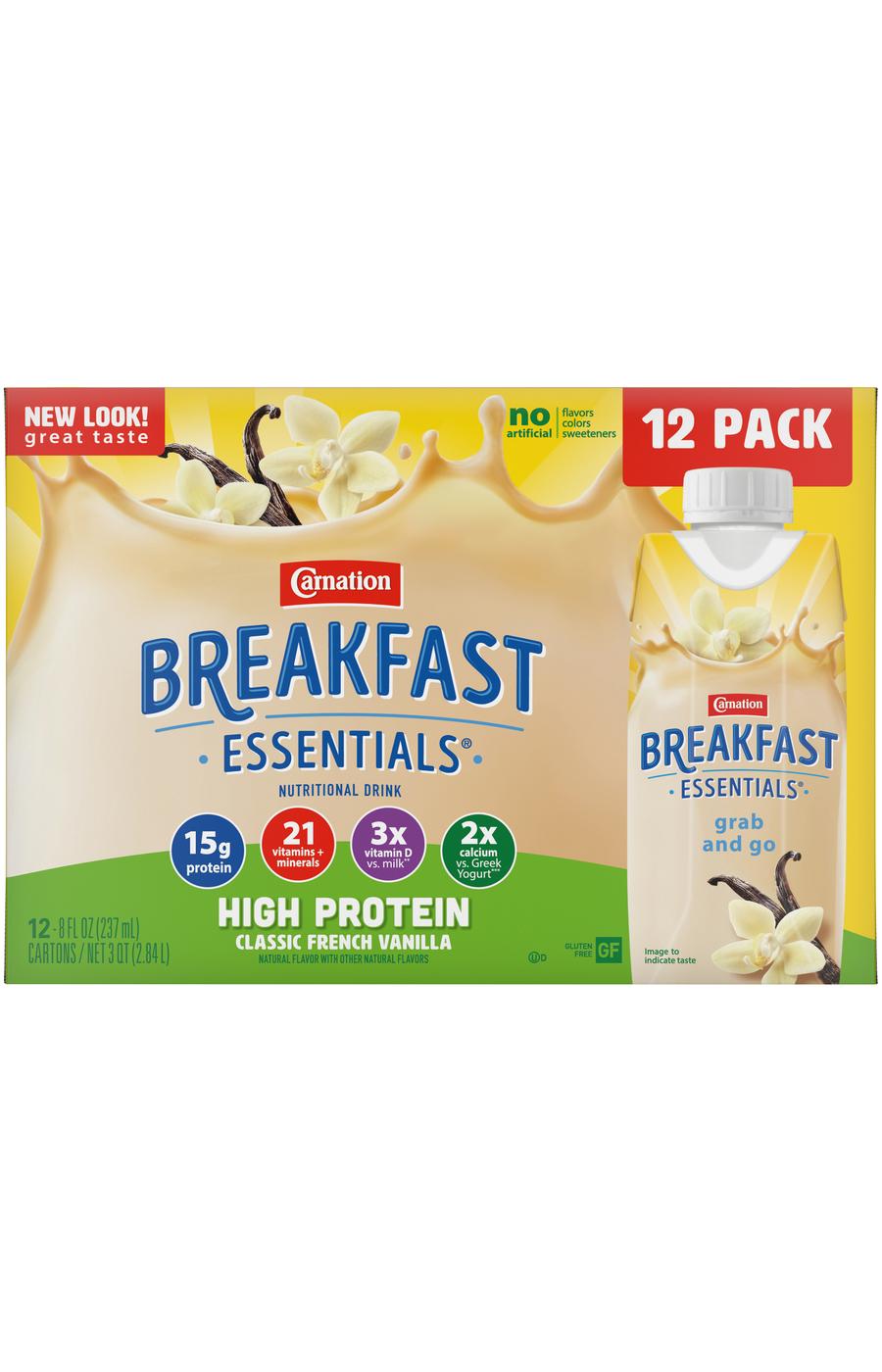 Carnation Breakfast Essentials High Protein Classic French Vanilla ...