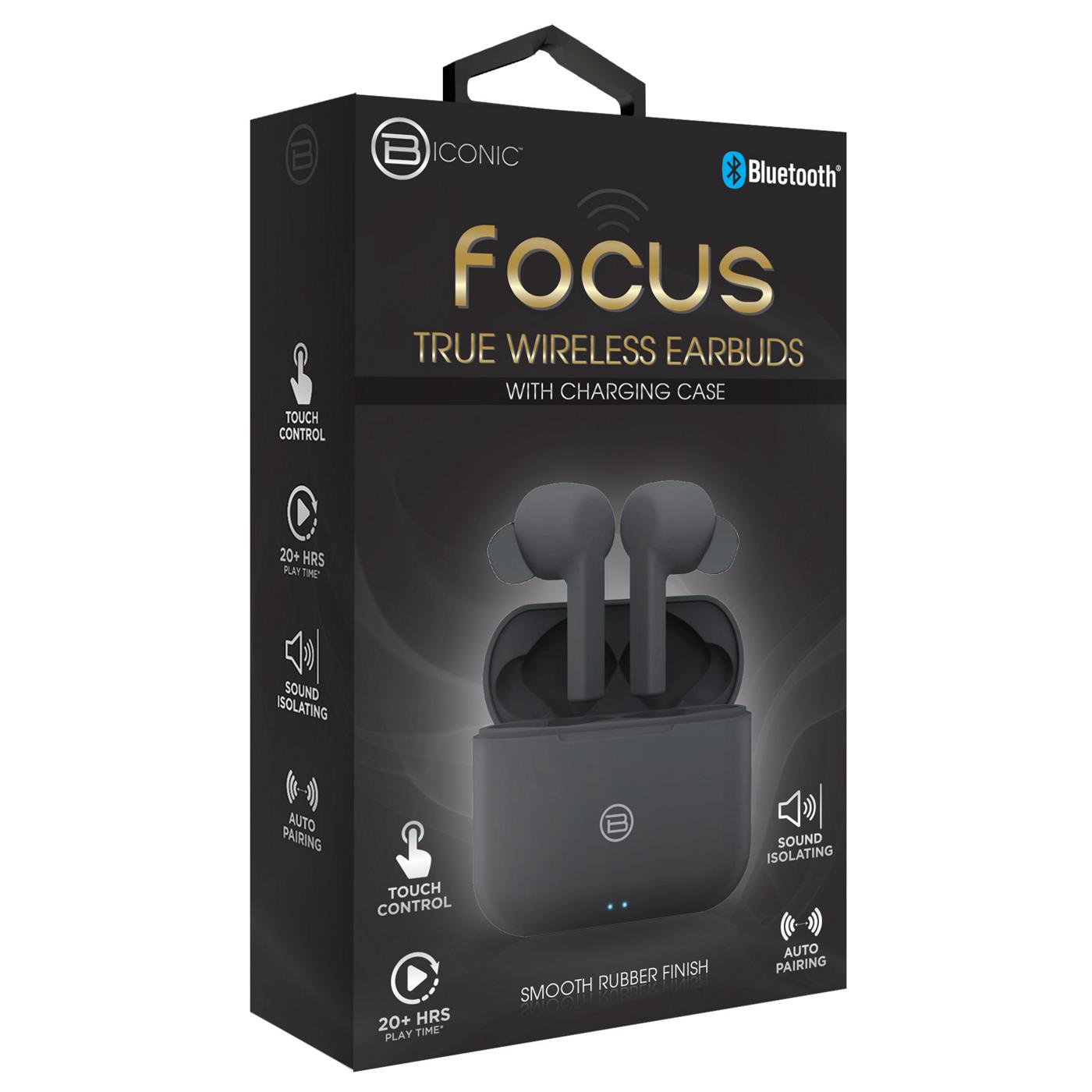 Biconic Focus True Wireless Earbuds with Charging Case - Gray - Shop Headphones at H-E-B