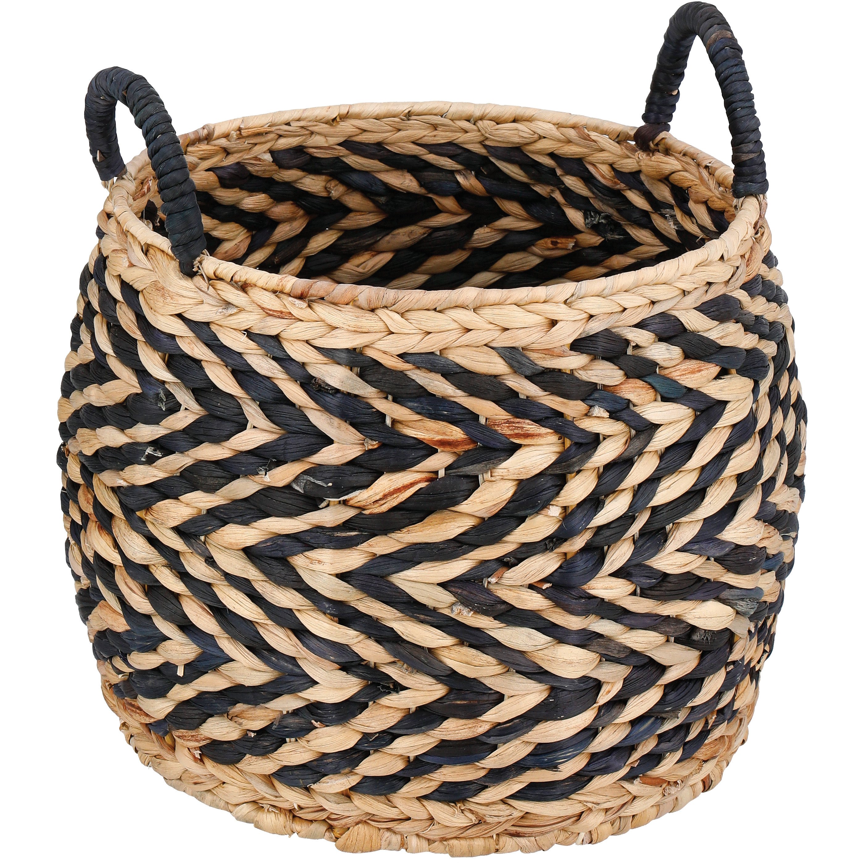 Haven + Key Water Hyacinth Round Storage Basket - Natural & Black ...