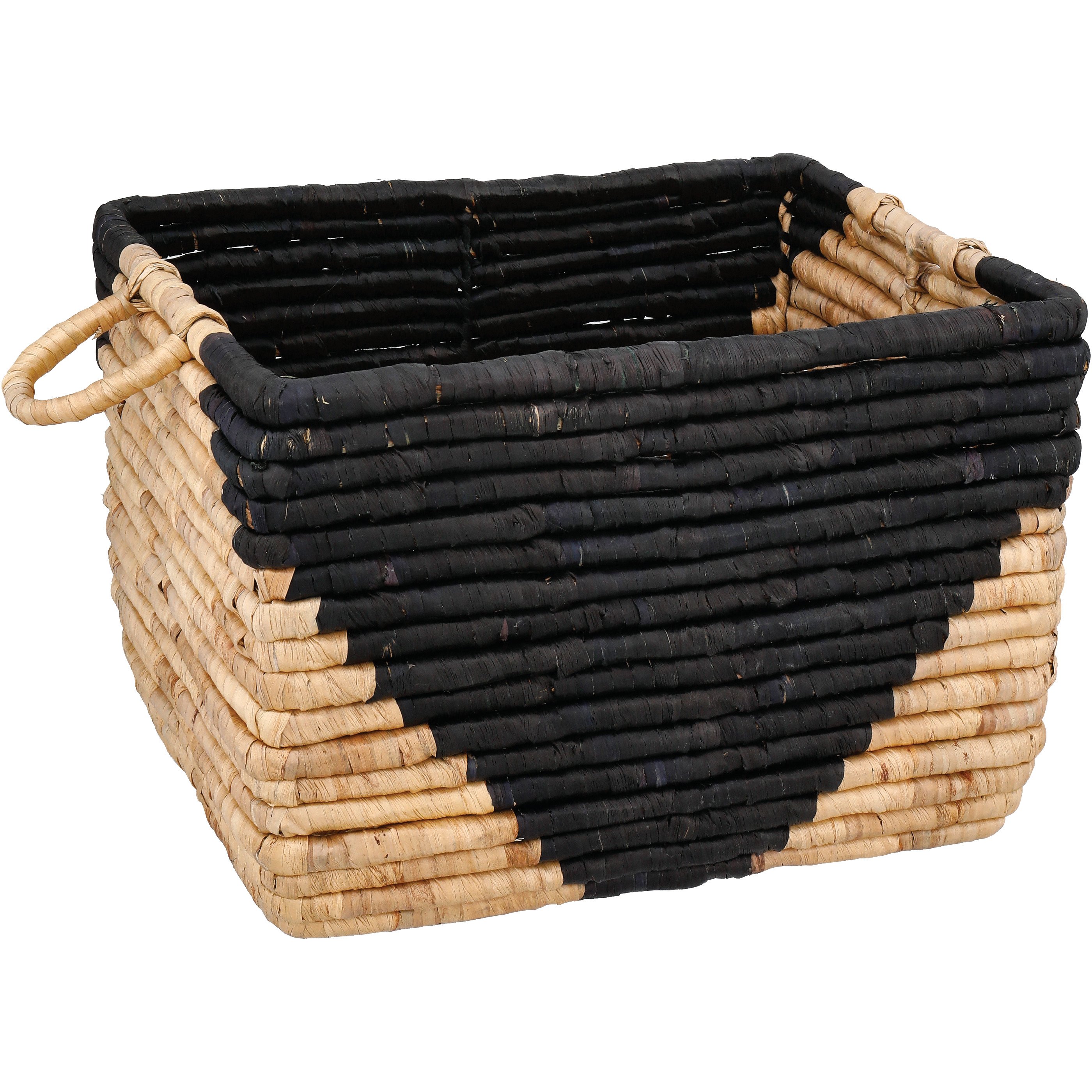 Haven + Key Water Hyacinth Rectangular Storage Basket - Natural & Black ...