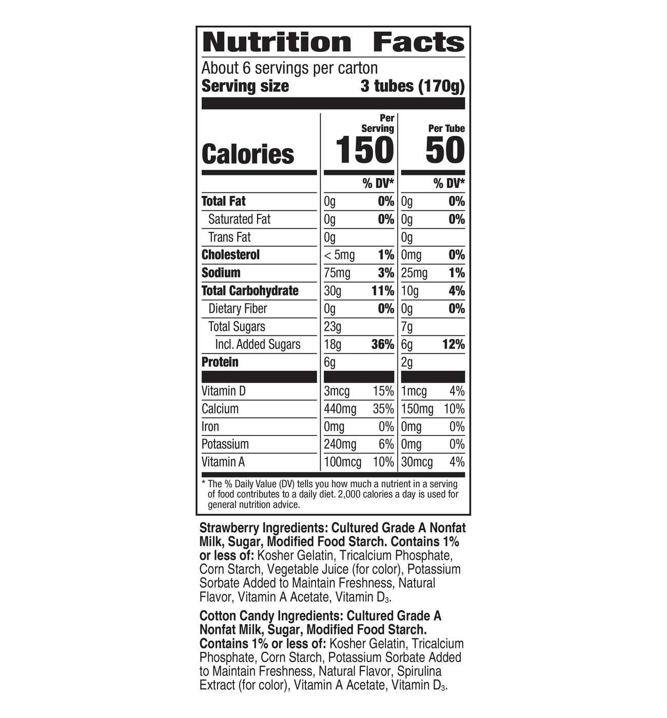 Yoplait GoGurt Low-Fat Strawberry Splash and Cool Cotton Candy Yogurt Tubes Value Pack - Shop ...