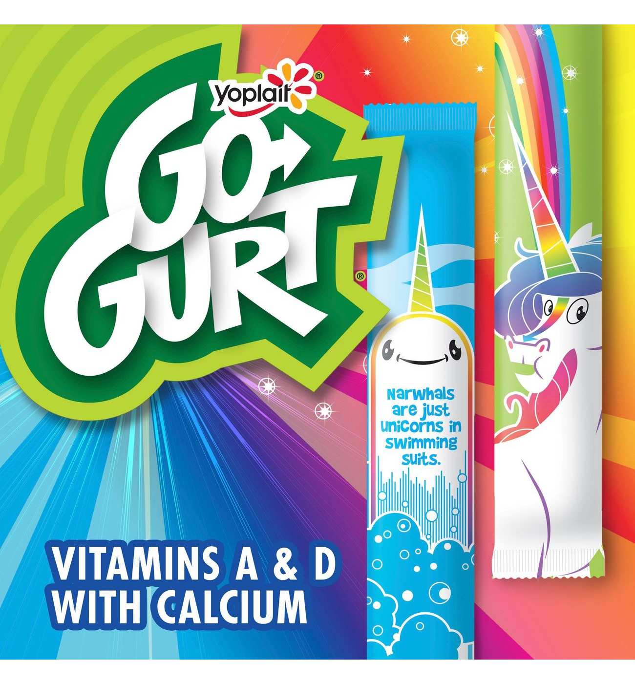 Yoplait GoGurt Low-Fat Strawberry Banana Sparkle & Raspberry Rainbows Yogurt Tubes - Shop Yogurt ...