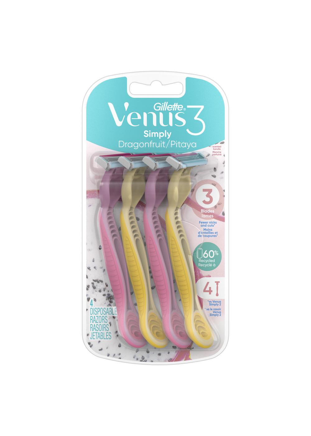 Gillette Venus Simply 3 Dragonfruit Disposable Razors - Shop Razors ...