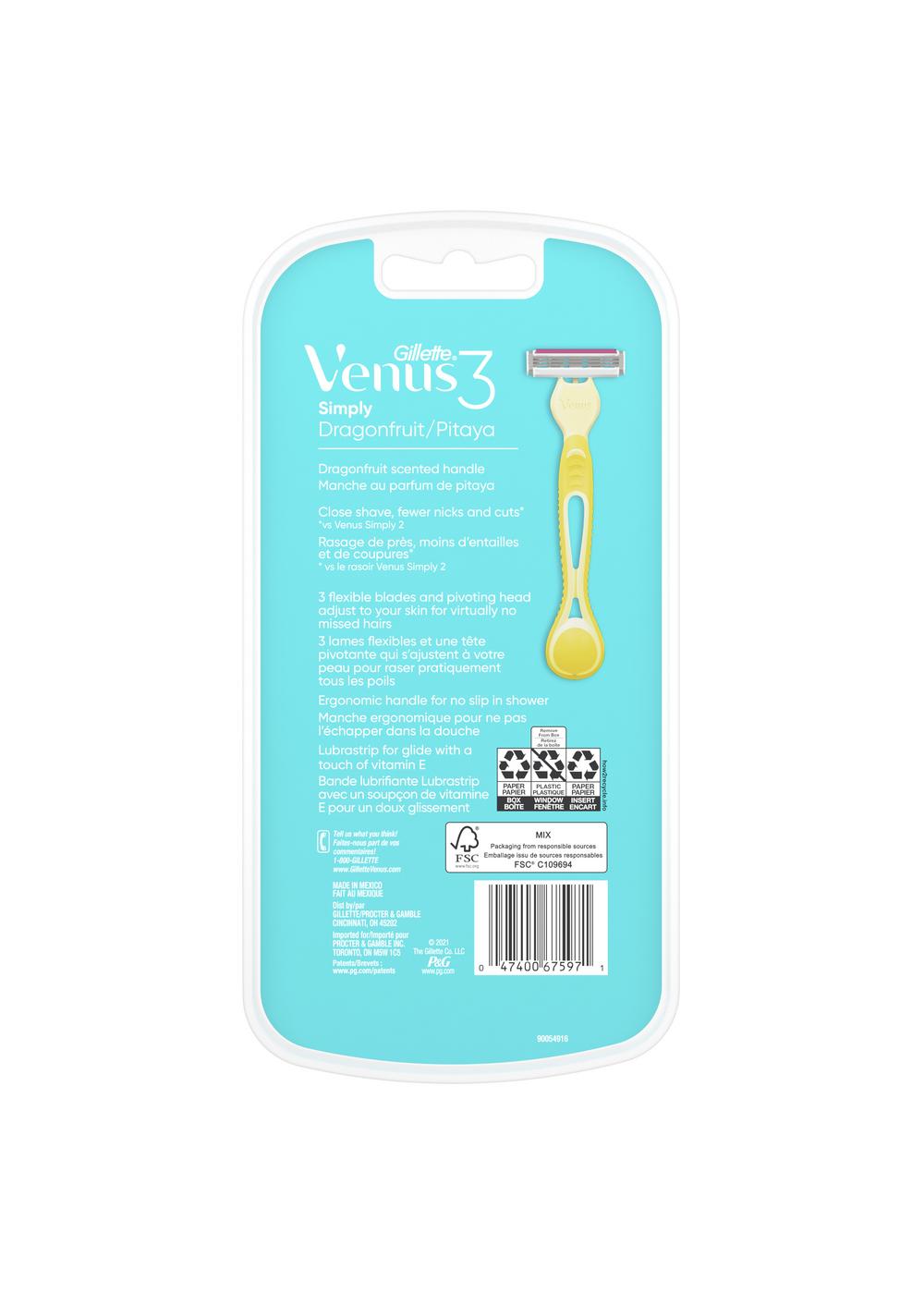 Gillette Venus Simply 3 Dragonfruit Disposable Razors - Shop Razors ...
