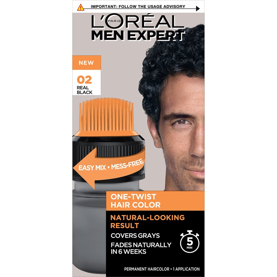 L'Oreal Paris Men Expert One-Twist Permanent Hair Color 02 Real Black ...