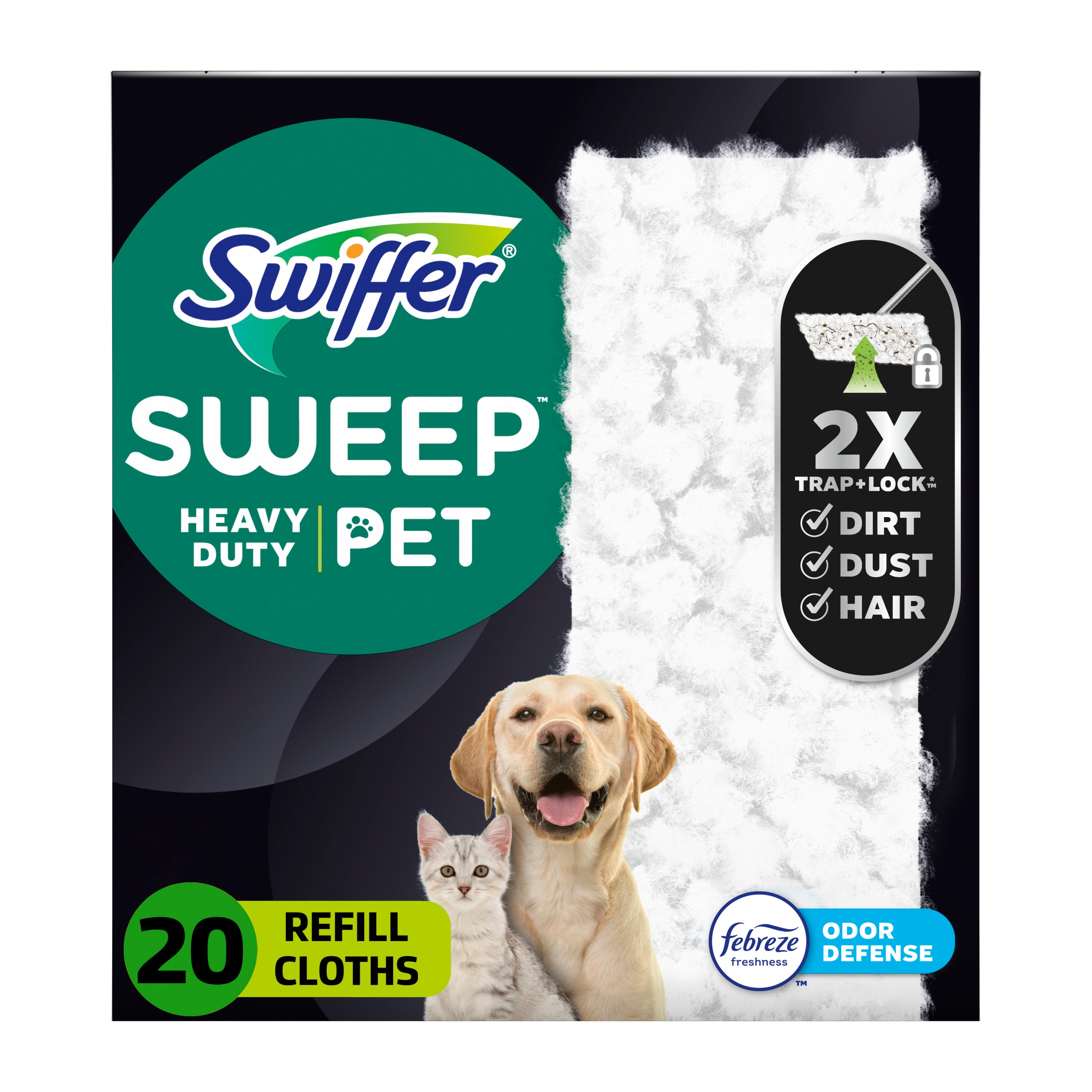 Swiffer Heavy Duty Pet Dry Sweeping Cloth Refills with Febreze Odor ...