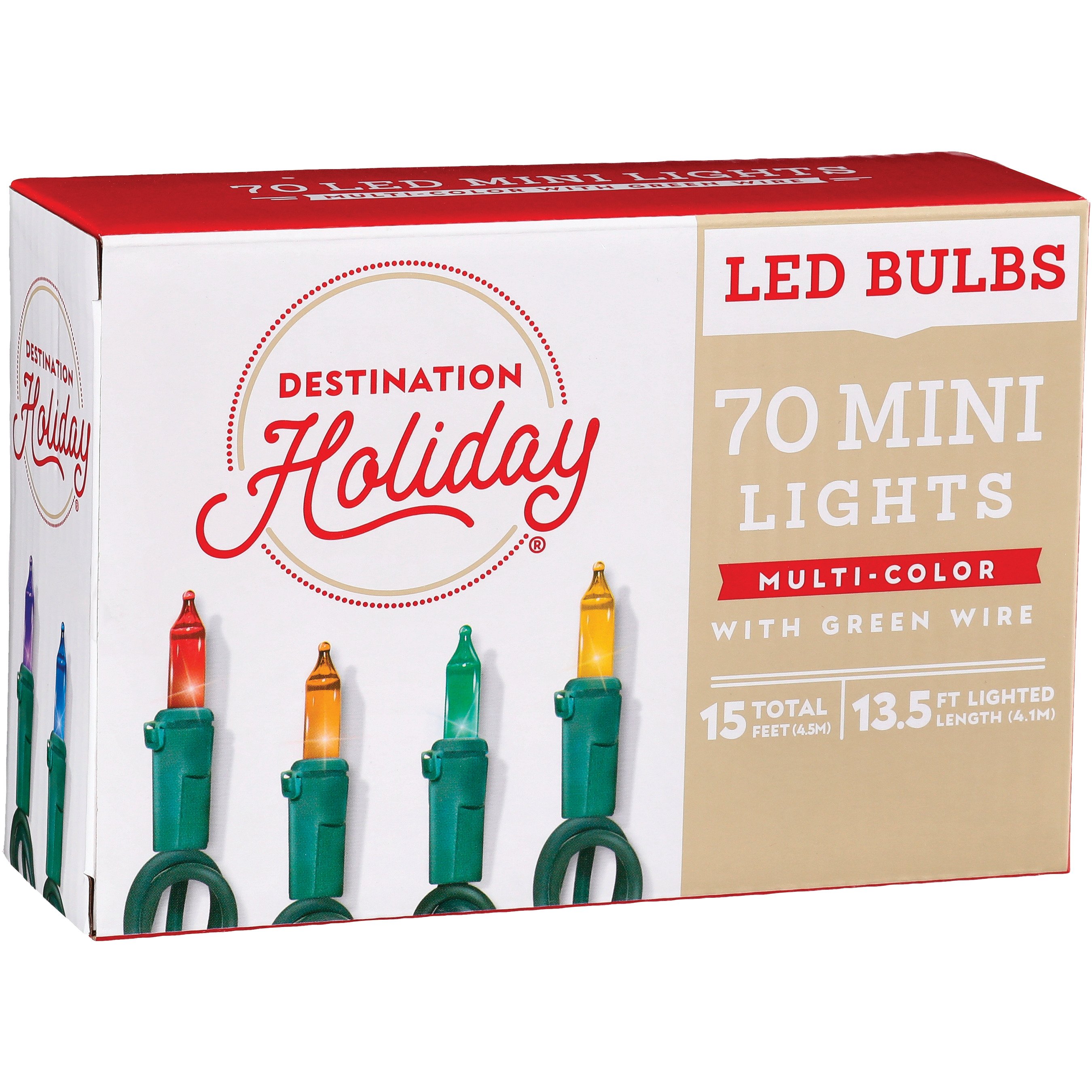 Destination Holiday Mini Multi-Color LED Christmas Lights, 70 Ct - Shop ...