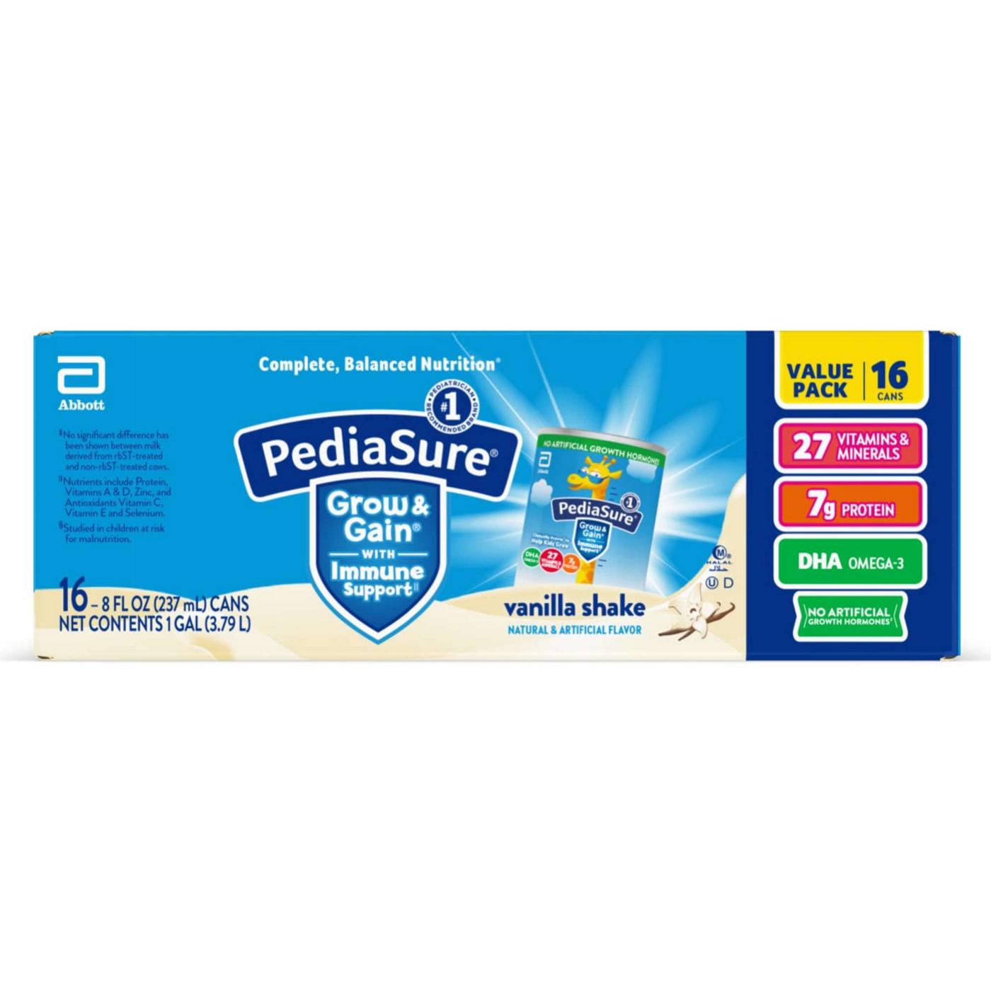 PediaSure Grow & Gain with Immune Support Nutritional Shake - Vanilla ...