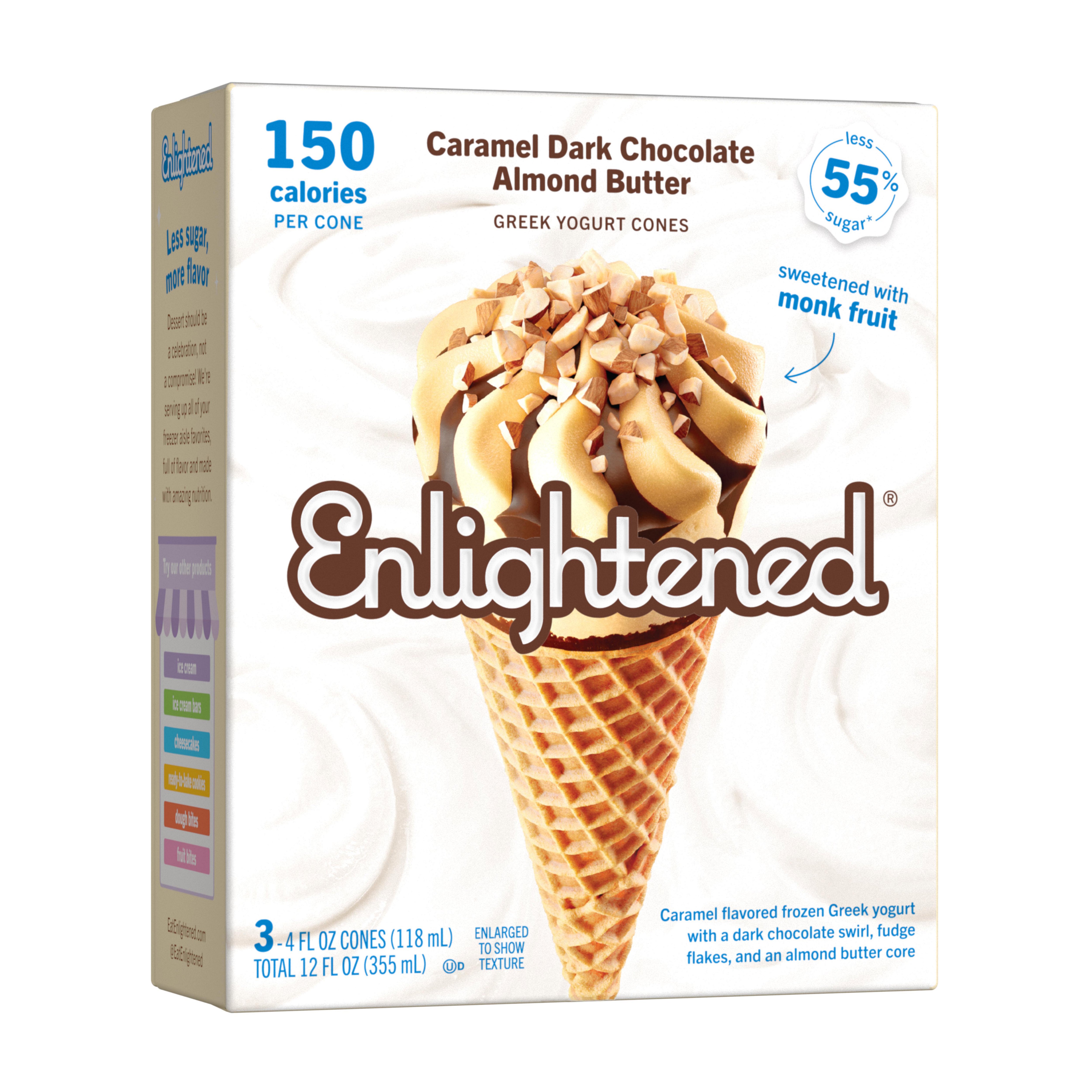 Enlightened Caramel Dark Chocolate Almond Butter Greek Yogurt Cones ...