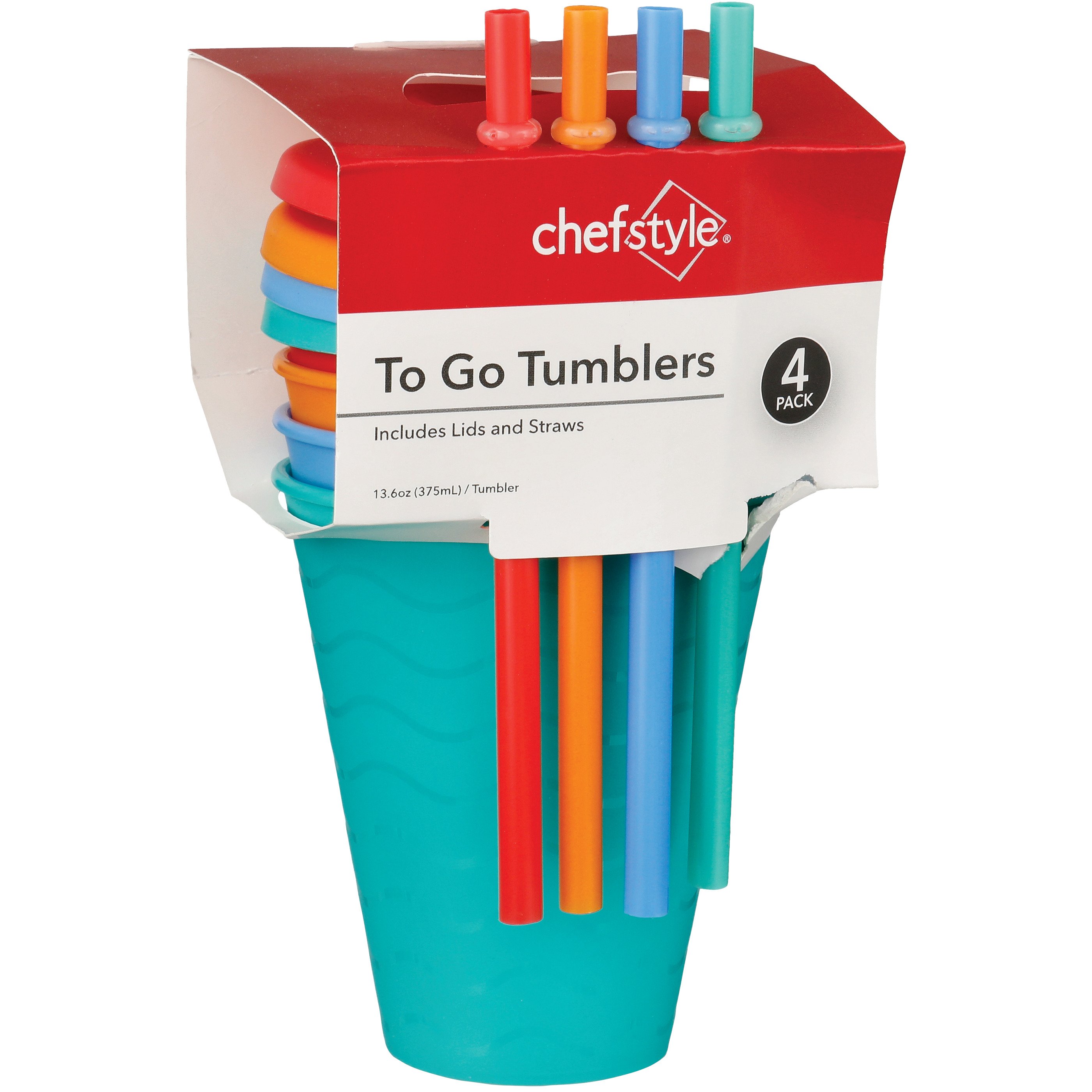 chefstyle 4 To-Go Reusable Tumblers with Straw & Lid - Shop Cups ...