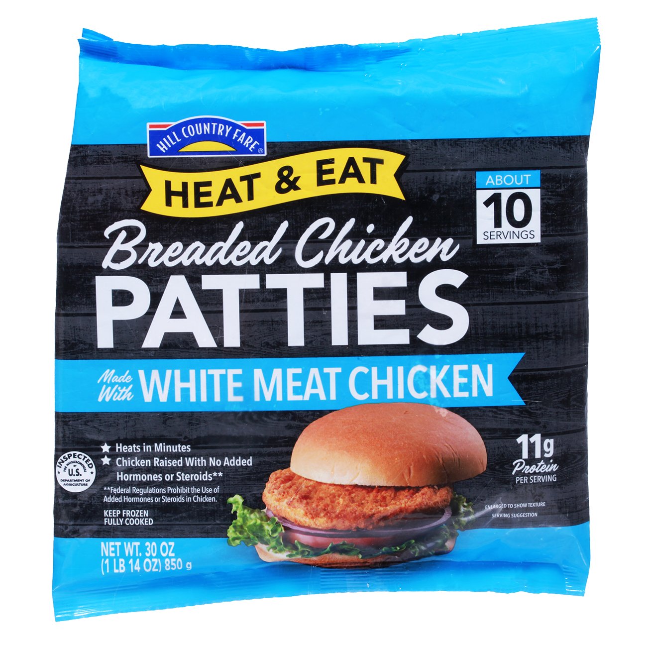 Hill Country Fare Heat & Eat Frozen Breaded Chicken Patties - Shop ...