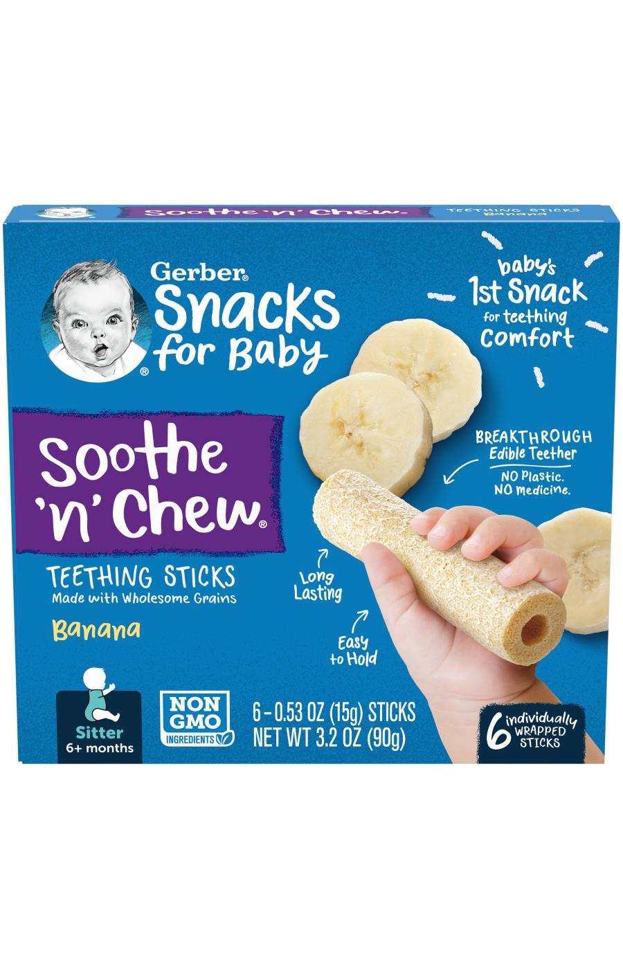 Gerber Snacks for Baby Soothe n Chew Teething Sticks - Banana - Shop ...