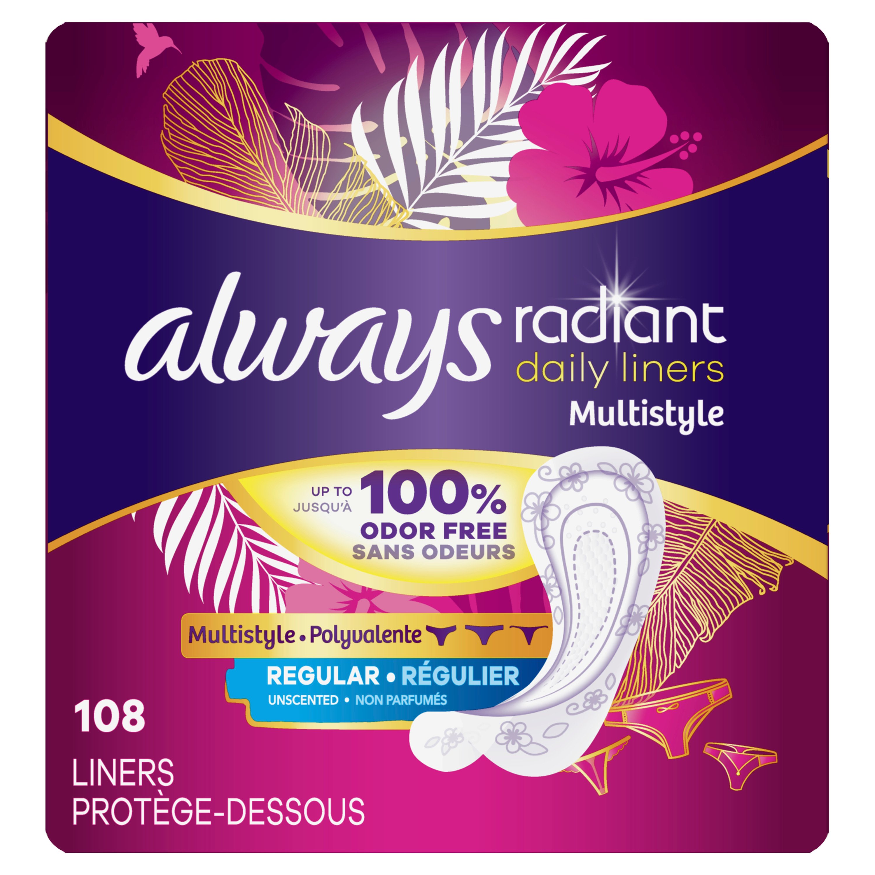Always Radiant Regular Daily Liners Multistyle - Shop Pads & liners at ...