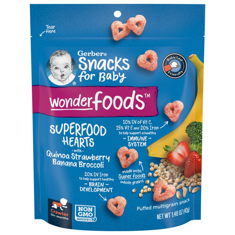 Gerber Snacks for Baby Wonderfoods Superfood Hearts - Quinoa Banana ...