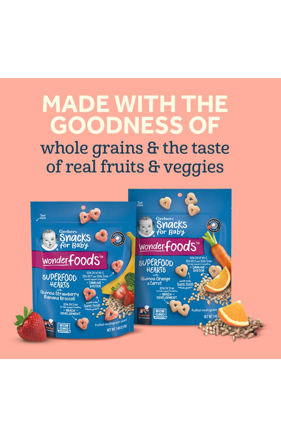 Gerber Snacks for Baby Wonderfoods Superfood Hearts - Quinoa Banana ...