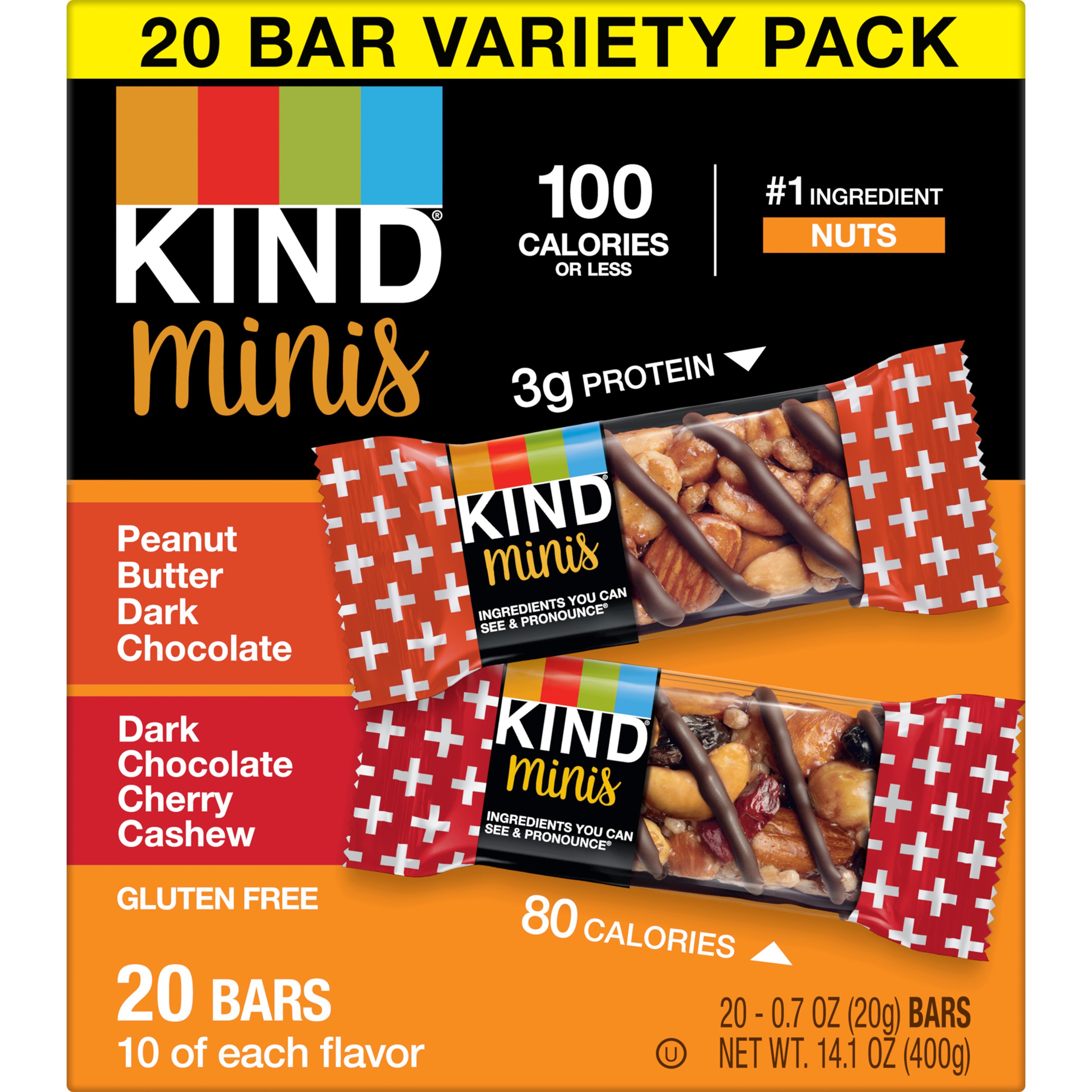 Kind Minis Variety Pack Bars - Peanut Butter Dark Chocolate & Cherry ...