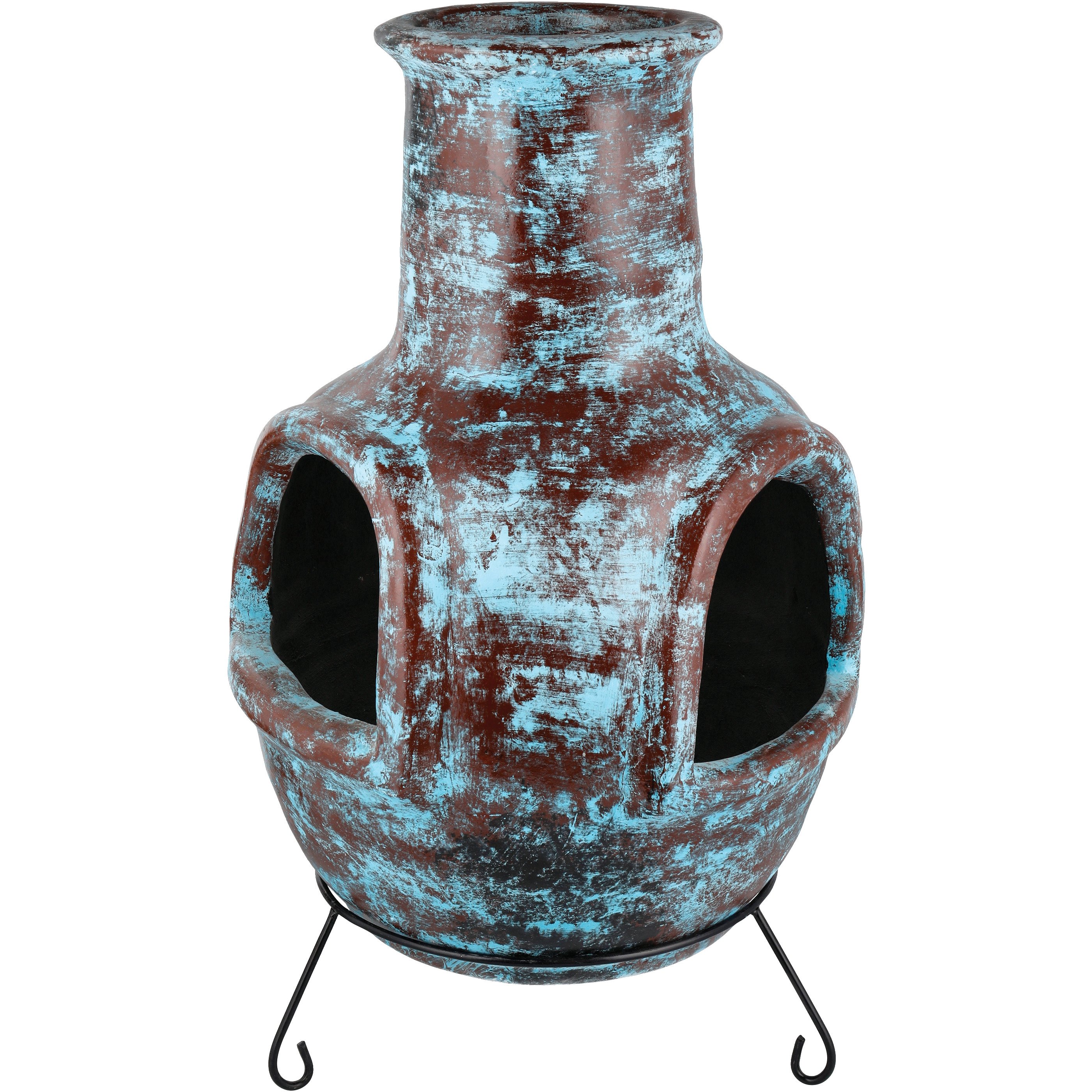 Blue Orange Pottery 3-Hole Texas Size Clay Chimenea with Stand ...