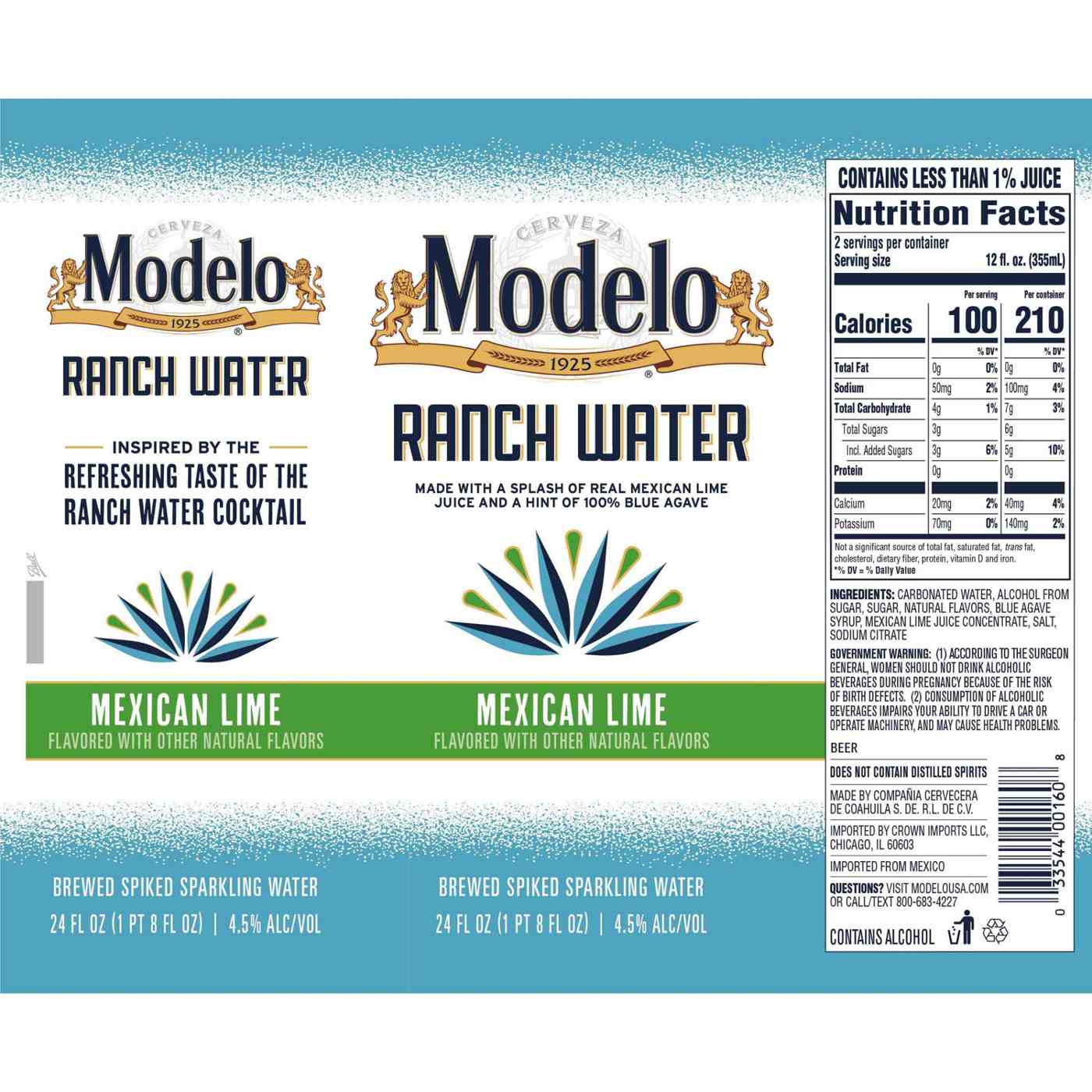 Modelo Ranch Water Spiked Sparkling Water 24 oz Can - Shop Beer at H-E-B