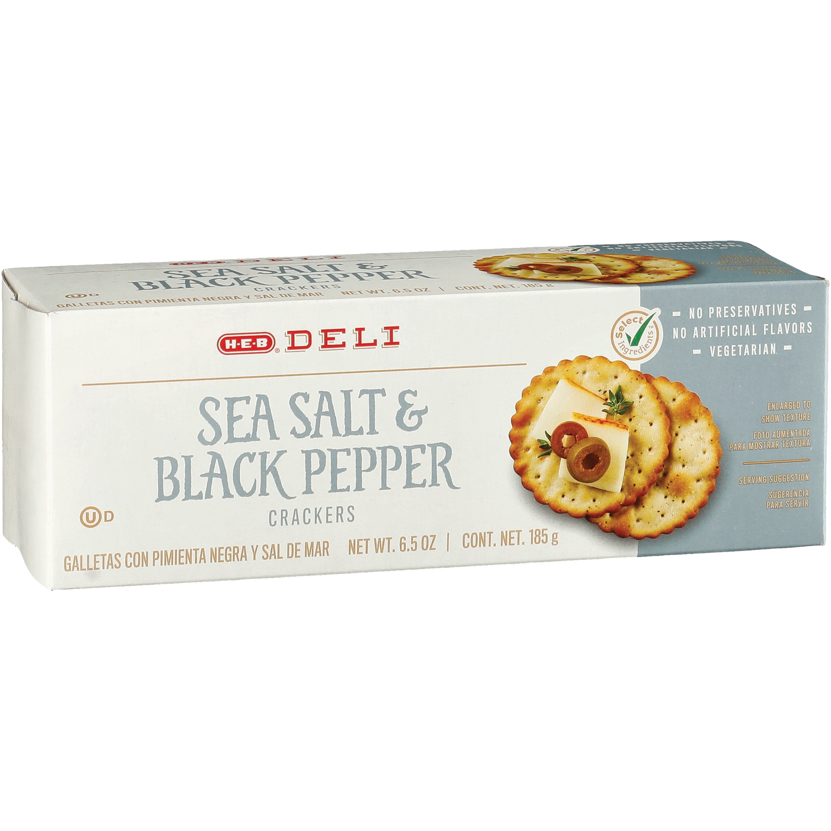 H-E-B Deli Sea Salt & Black Pepper Crackers - Shop Crackers ...