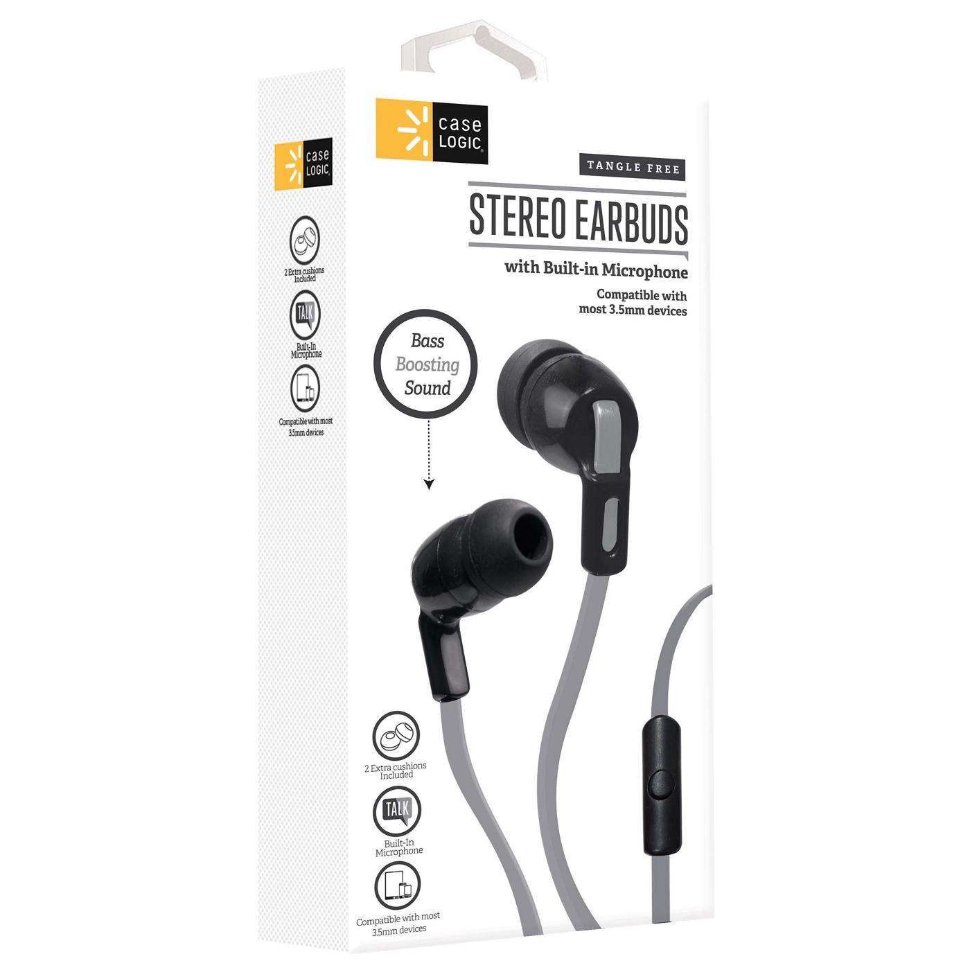 Case Logic Tangle Free Wired Stereo Earbuds with Mic - Grey - Shop ...