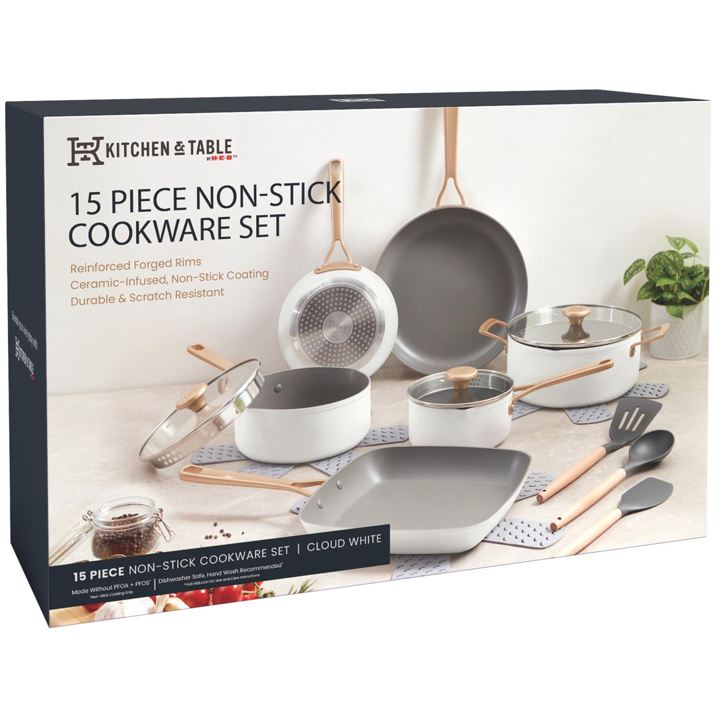 Kitchen & Table by H-E-B Non-Stick Cookware Set - Cloud White - Shop ...