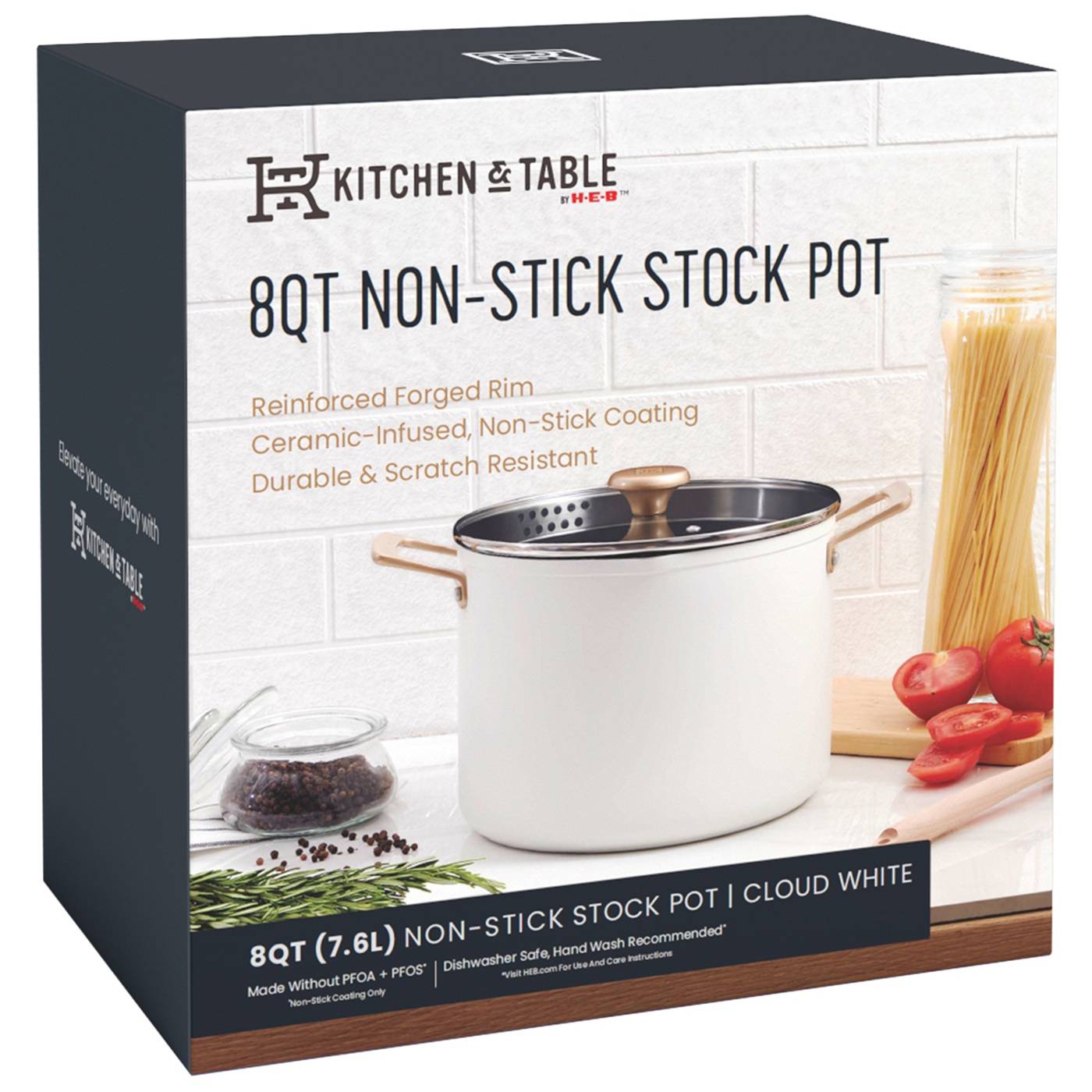 Kitchen & Table by H-E-B Non-Stick Stock Pot - Cloud White - Shop Stock ...