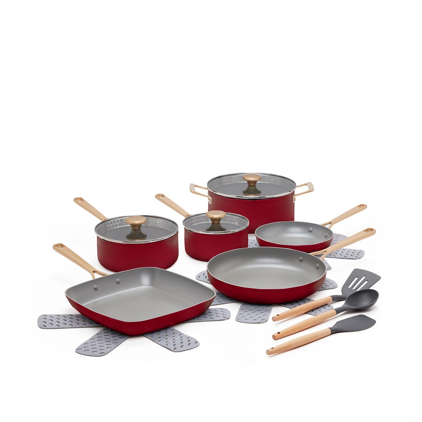 Kitchen & Table by H-E-B Nonstick Cookware Set - Bordeaux Red - Shop ...