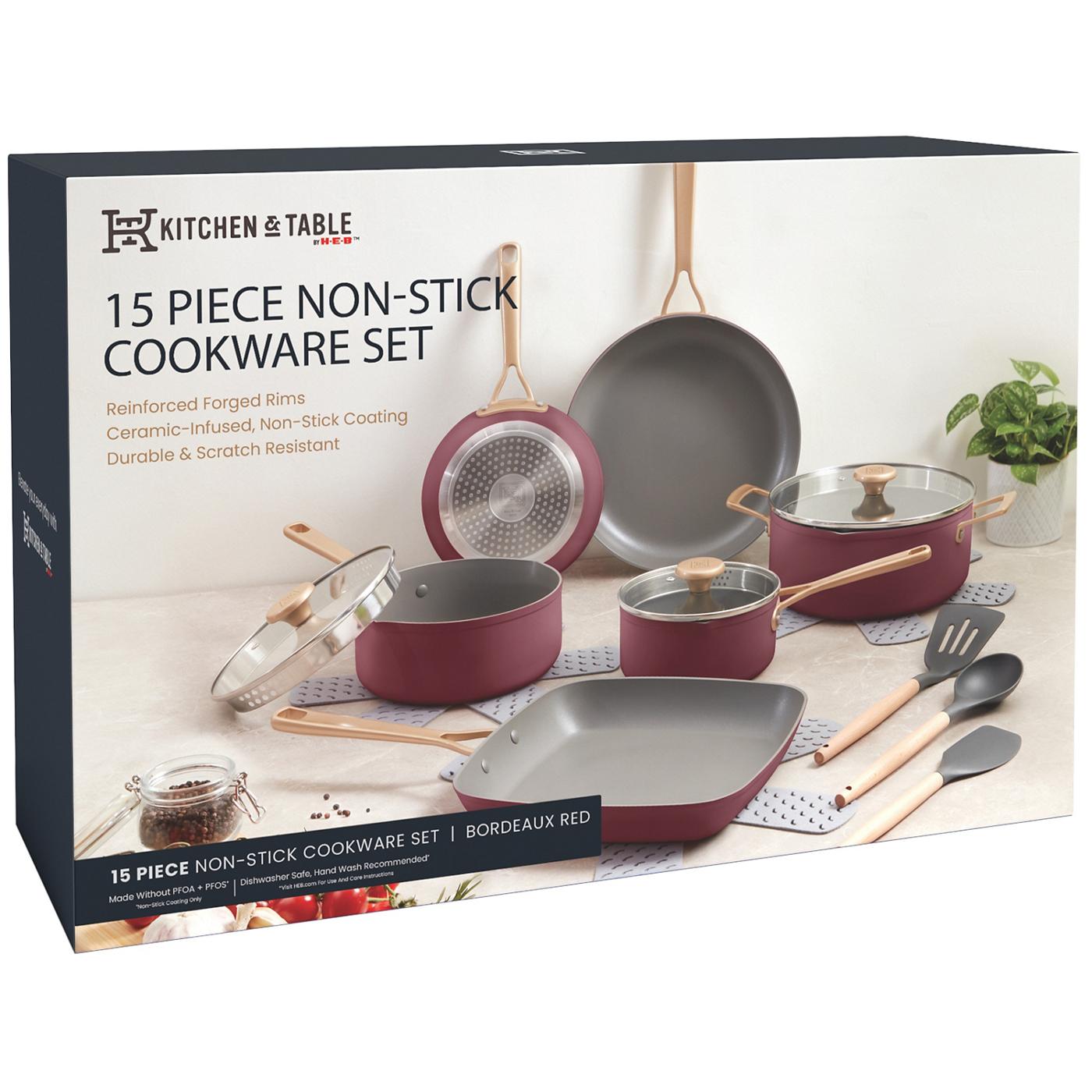 Kitchen & Table by H-E-B Nonstick Cookware Set - Bordeaux Red - Shop ...