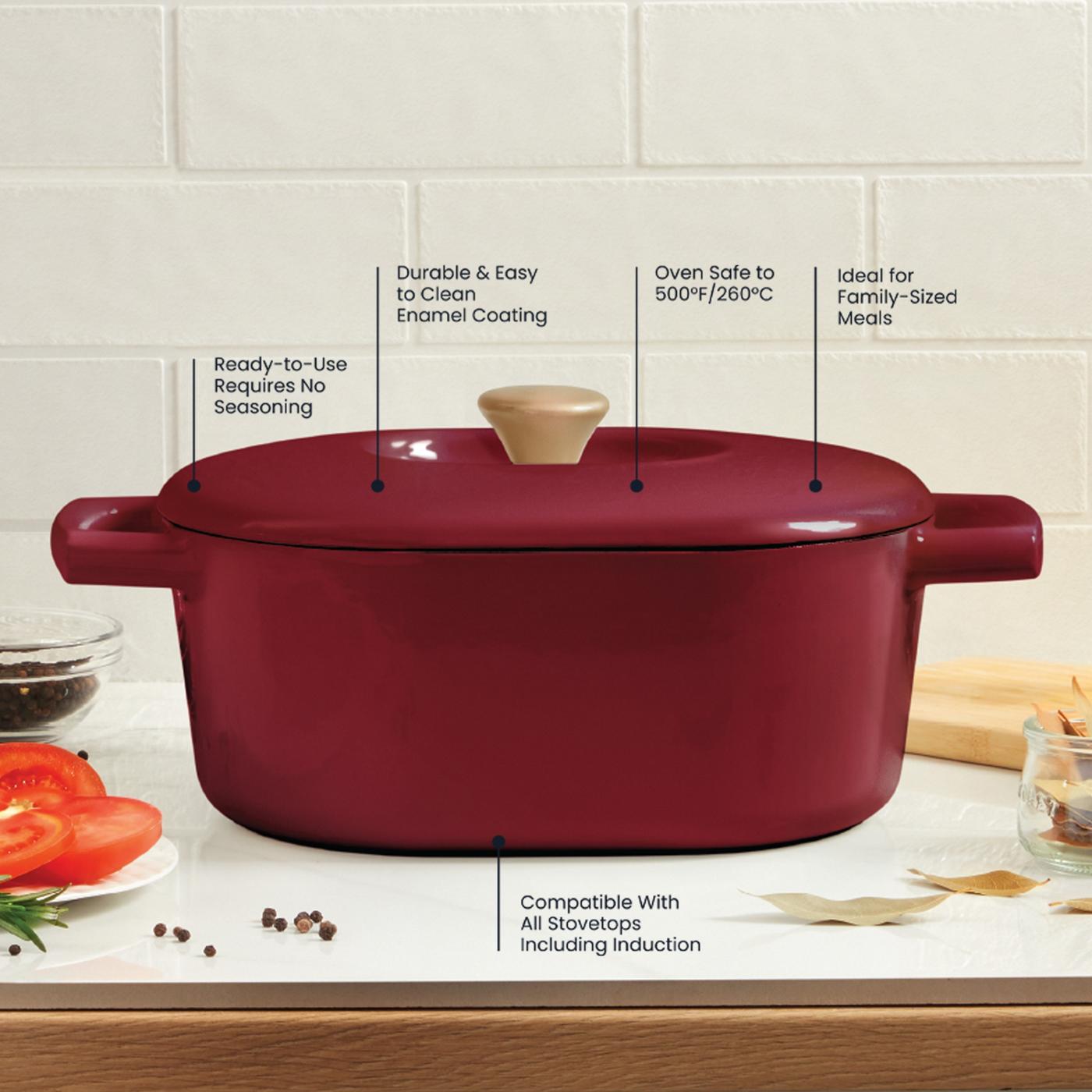 Kitchen & Table by H-E-B Enameled Cast Iron Dutch Oven - Bordeaux Red ...
