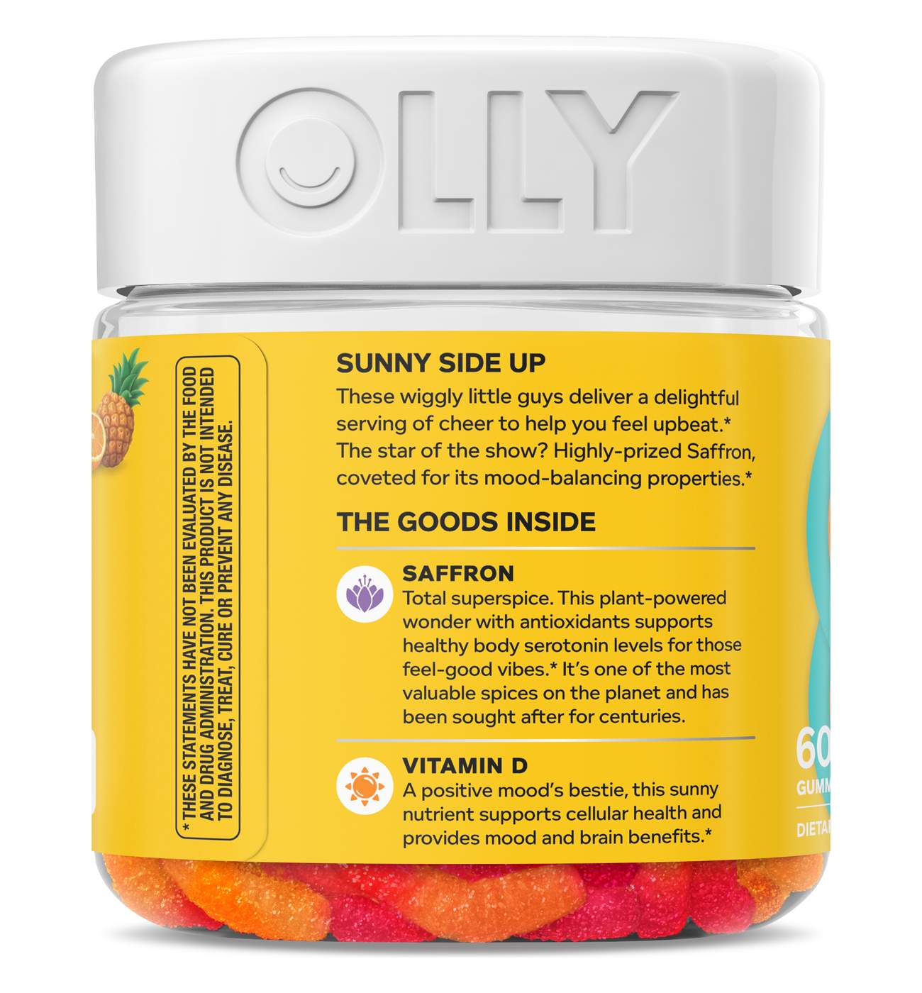 OLLY Hello Happy Mood Support 50 mcg Vitamin D & Saffron Gummy Worms ...