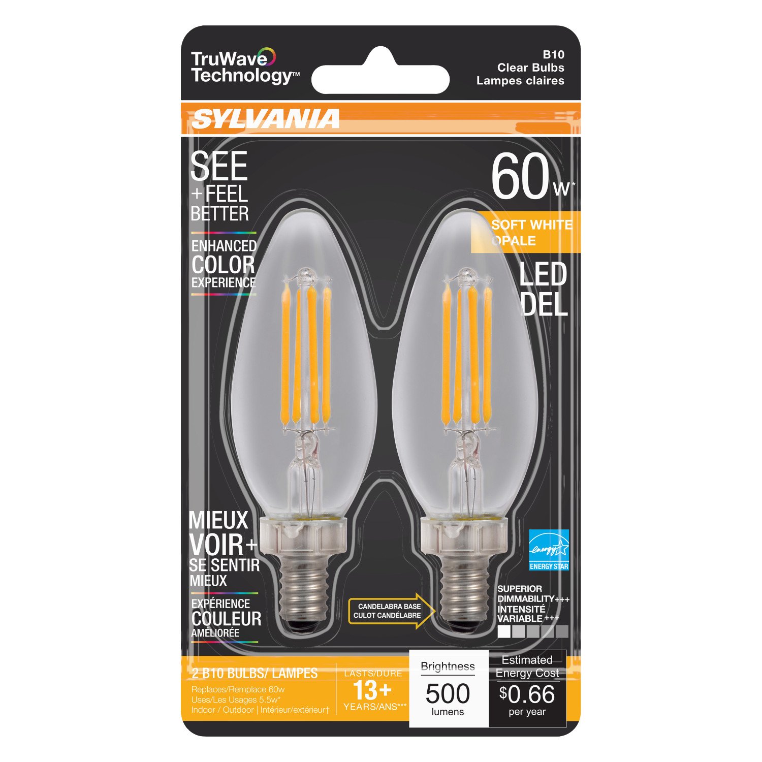 Sylvania TruWave B10 60-Watt LED Clear Light Bulbs - Soft White - Shop ...