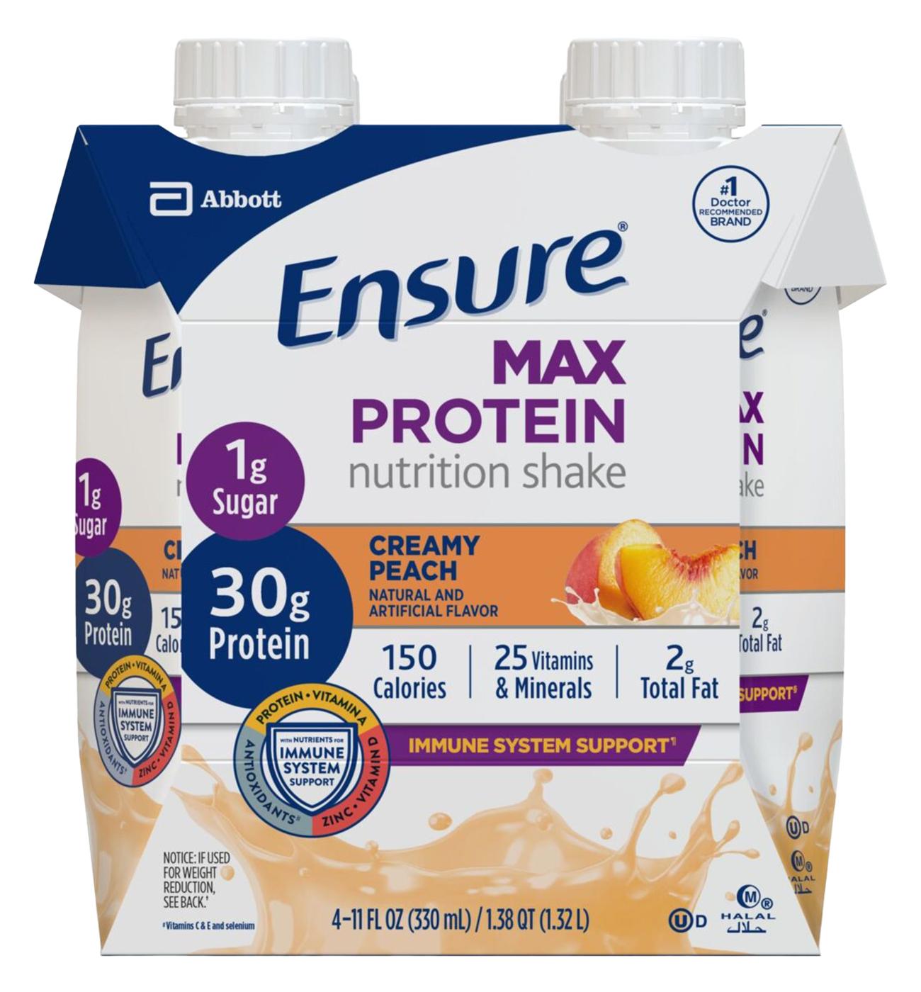 Ensure Max 30g Protein Nutrition Shakes - Creamy Peach, 4 pk - Shop ...