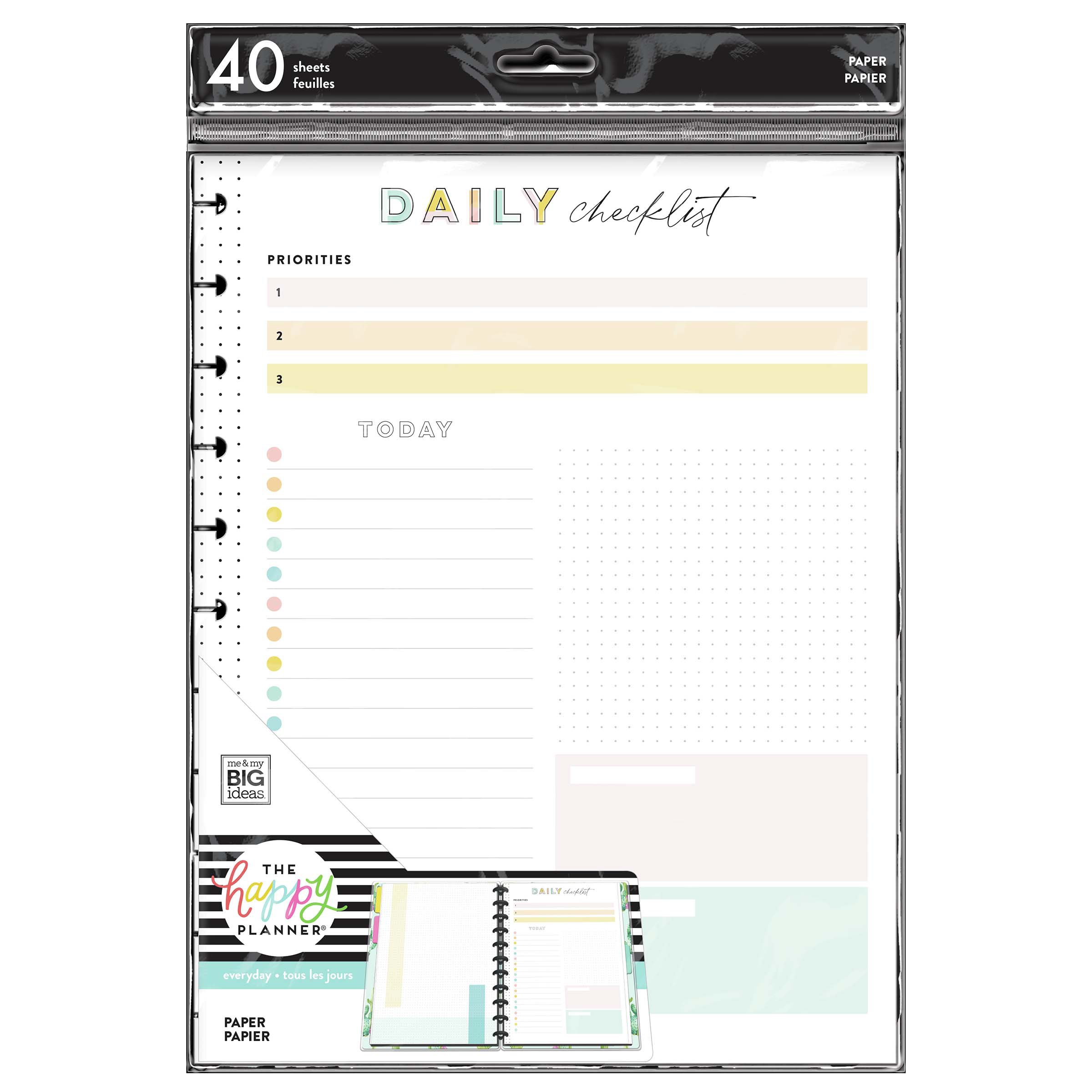 The Happy Planner Daily Checklist & Priorities Big Filler Paper - Shop ...