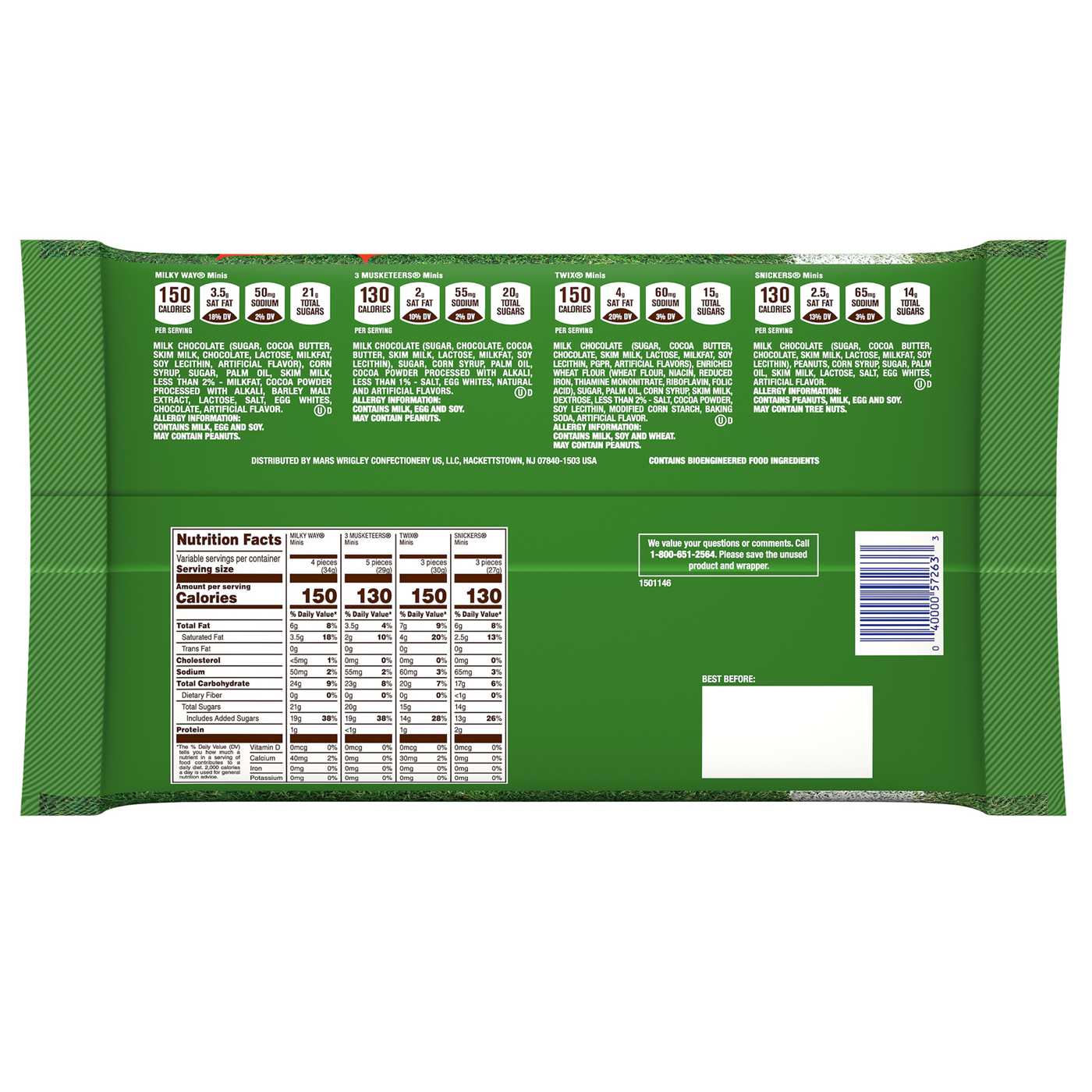 Snickers, Twix, Milky Way & 3 Musketeers Minis Chocolate Harvest Mix ...