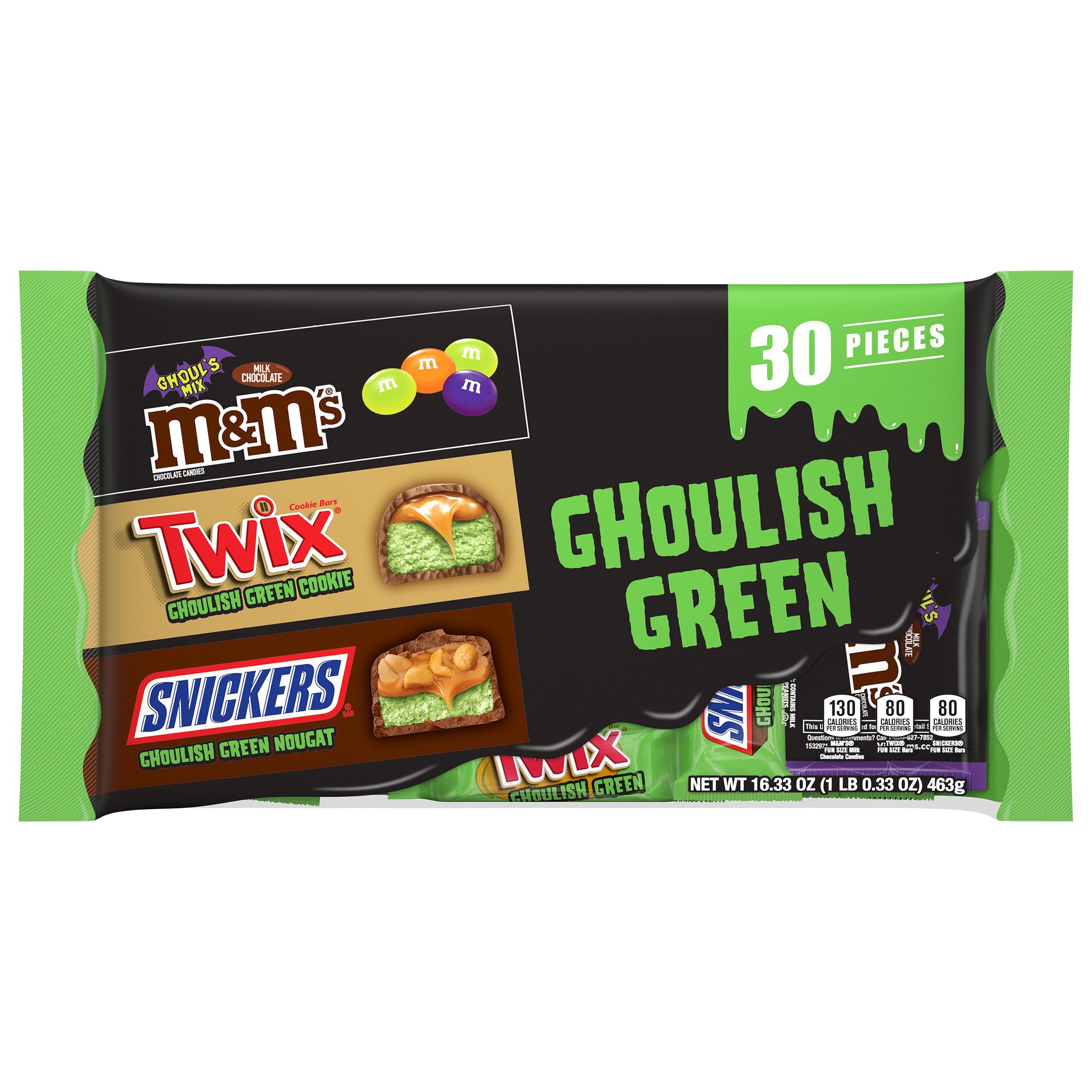 M&M's, Snickers & Twix Ghoulish Green Fun Size Halloween Candy - Shop ...