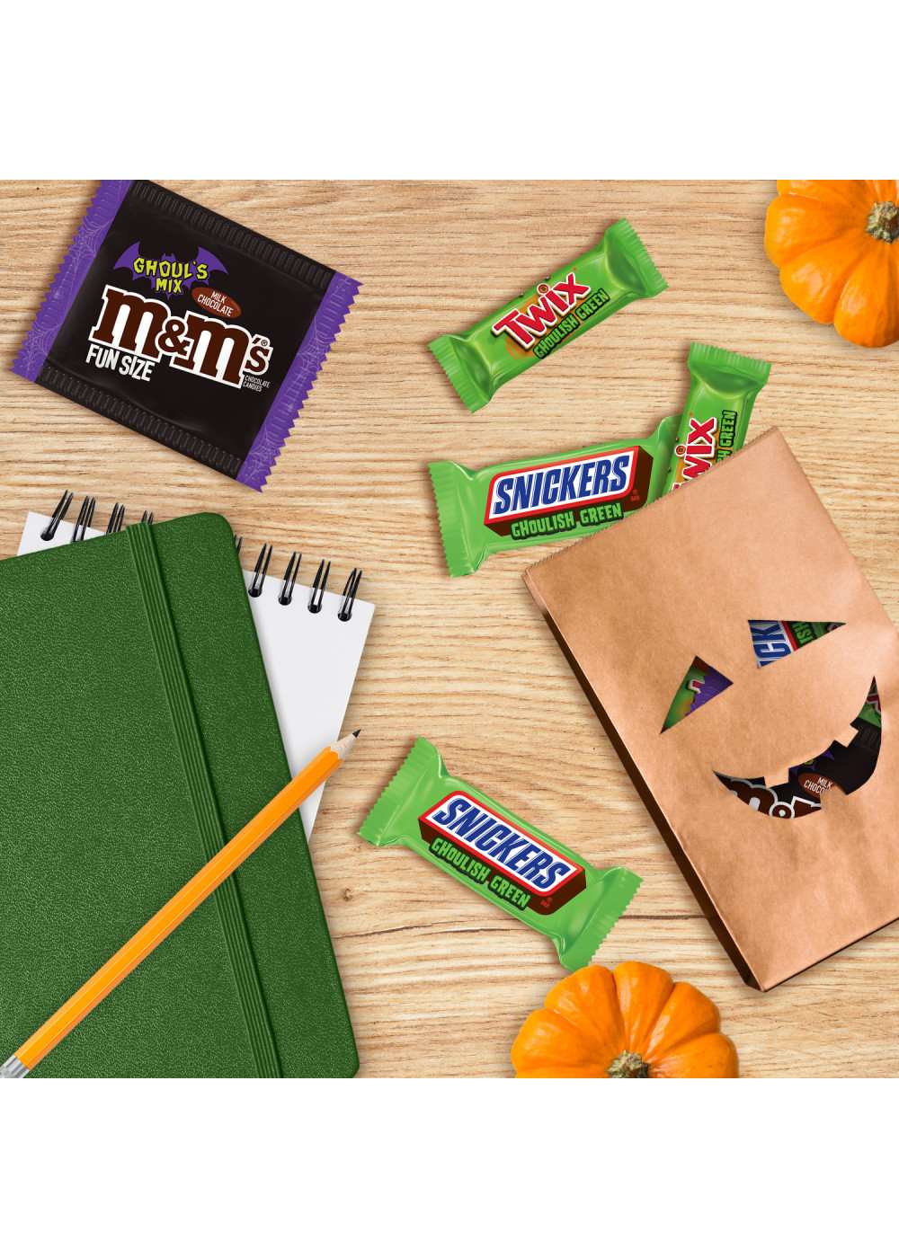 M&M's, Snickers & Twix Ghoulish Green Fun Size Halloween Candy - Shop ...