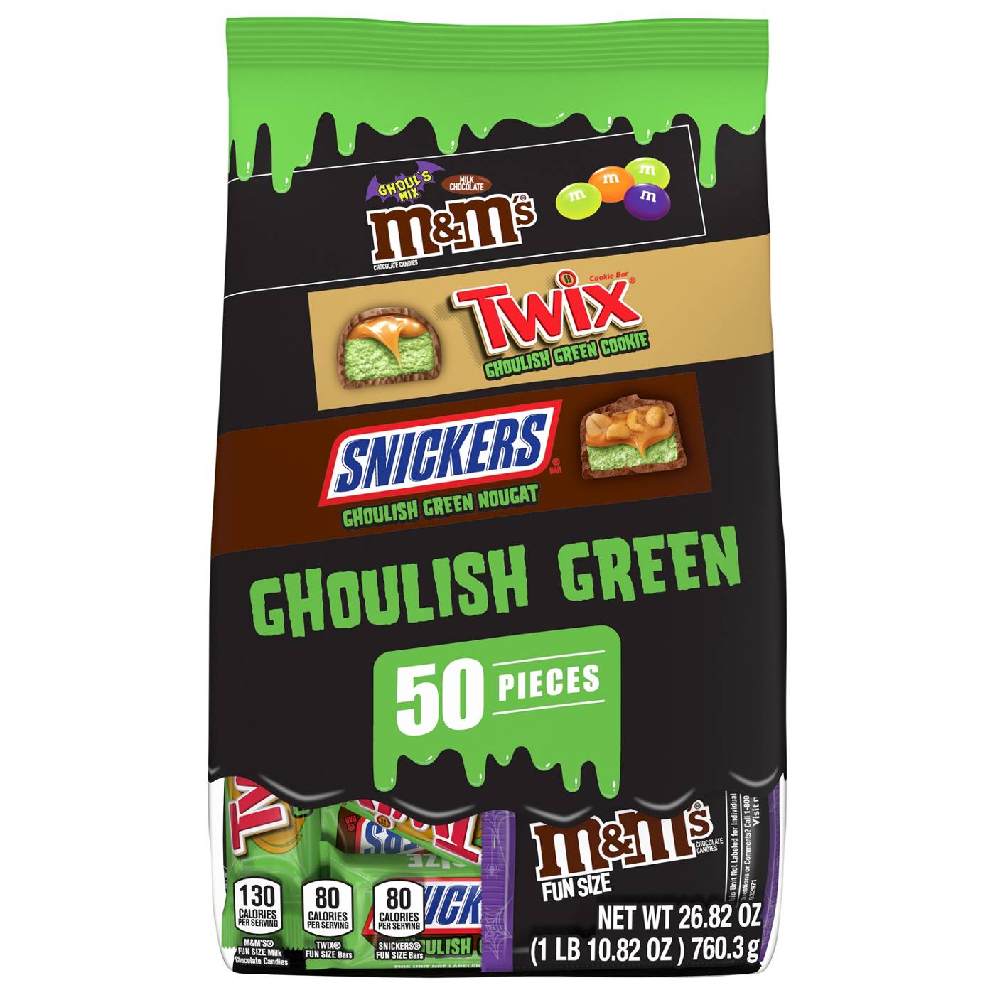 M&M'S, Snickers & Twix Ghoulish Green Fun Size Halloween Candy - Shop ...