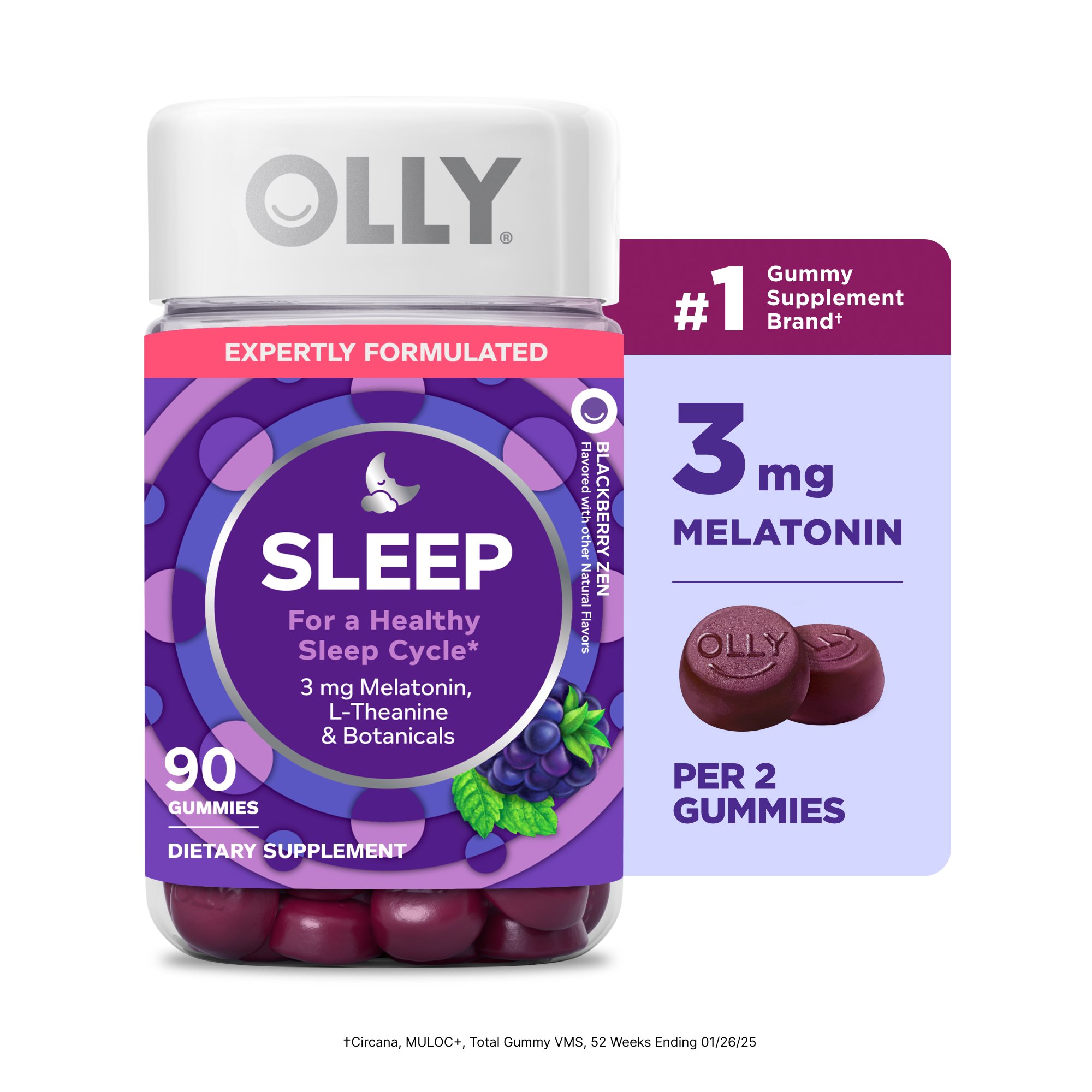 OLLY Sleep Gummy Supplement, 3mg Melatonin, L-Theanine, Chamomile ...