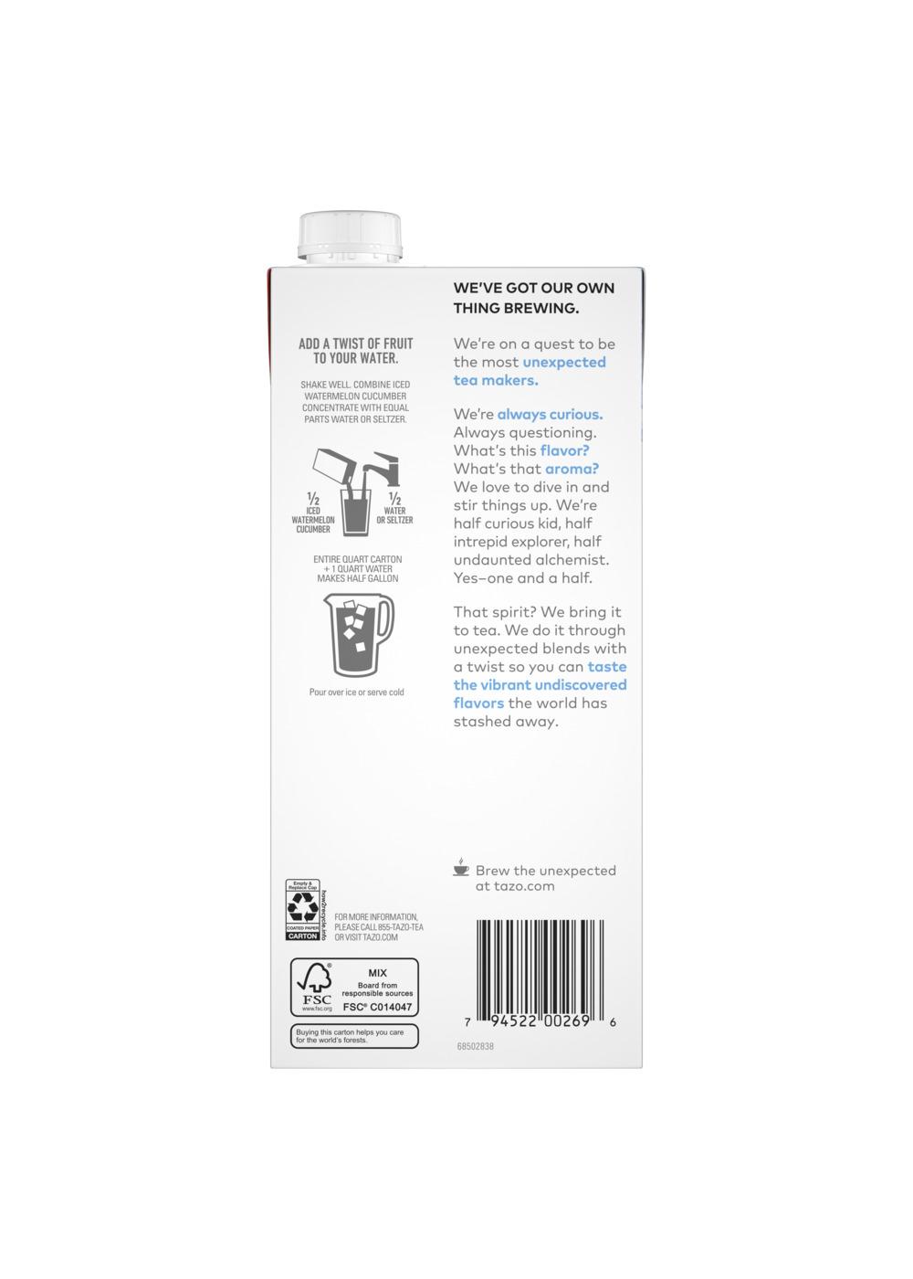 Tazo Refreshers Iced Watermelon Cucumber Herbal Tea Concentrate - Shop ...