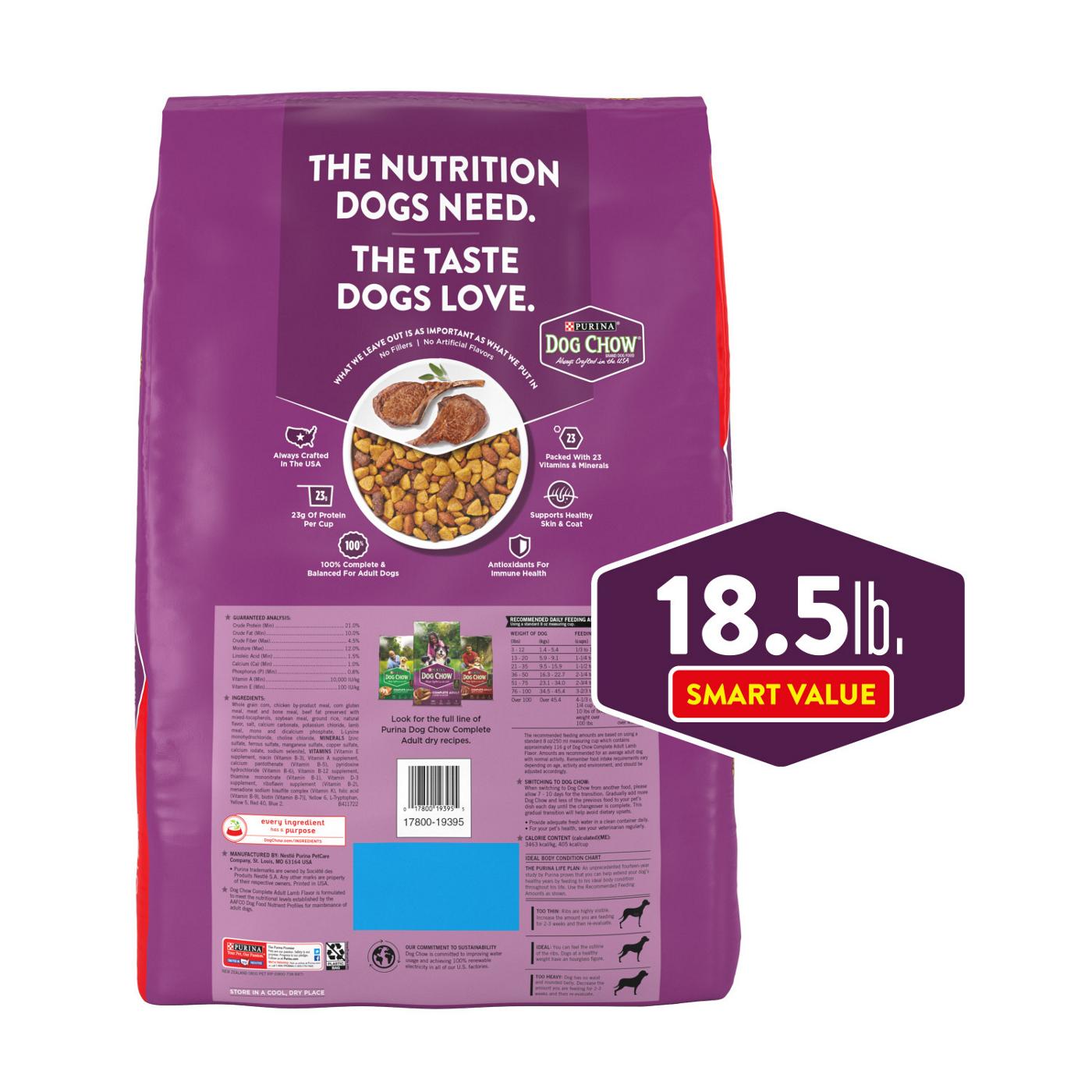 Dog Chow Purina Complete Adult Dry Dog Food Kibble With Lamb Flavor ...