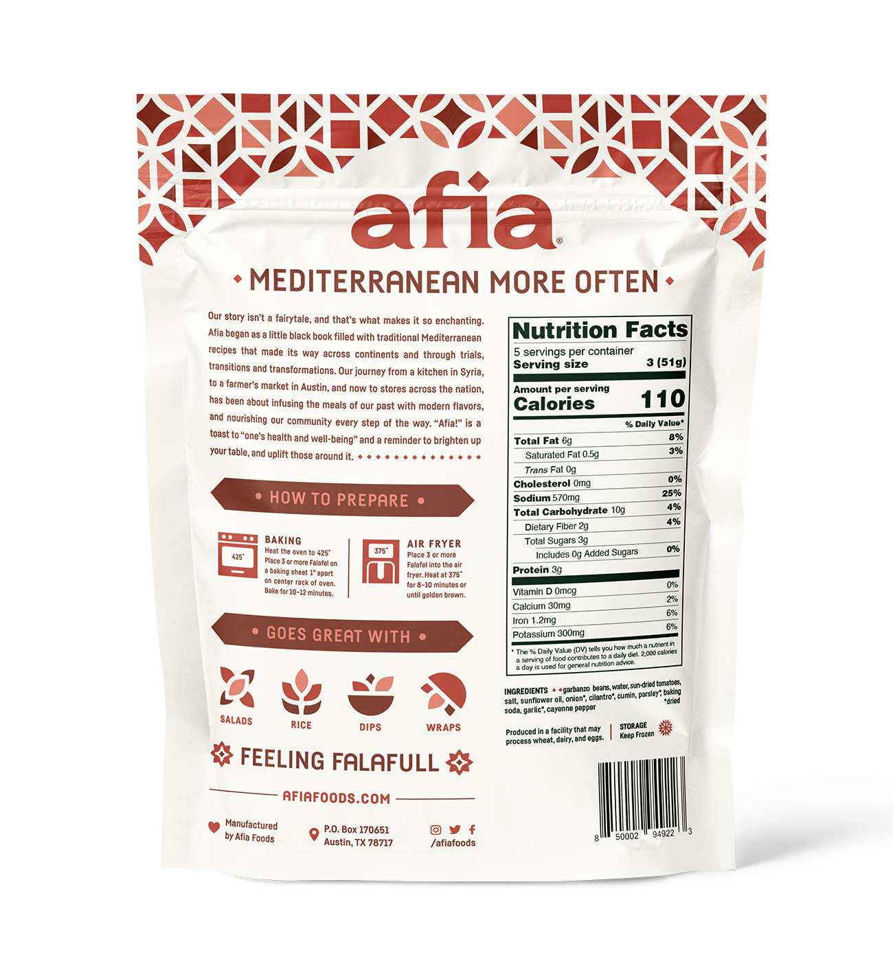 Afia Frozen Falafel - Sundried Tomato - Shop Entrees & sides at H-E-B